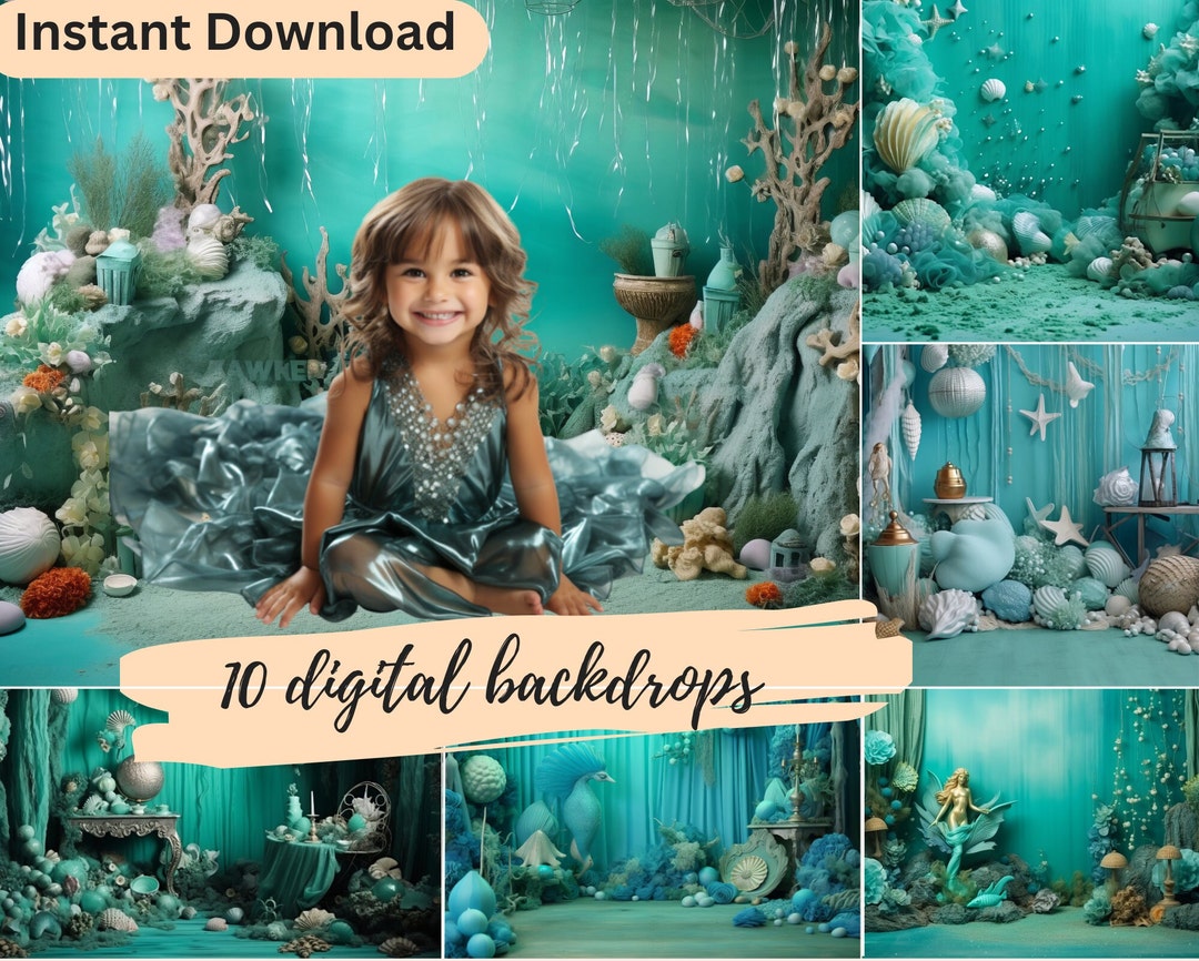 Mermaid Backdrop, Storybook Backdrop, Superhero Digital Backdrop ...