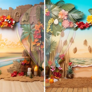 Luau Themed Texture Backdrops - Digital Overlays for Anniversary ...