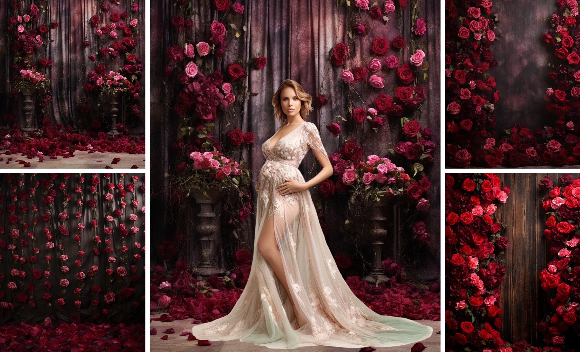 Red Roses Curtain Photoshop Overlays: Transform Your Images With ...
