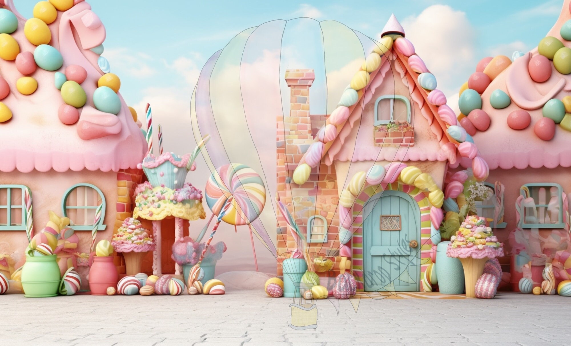 Princess Backdrop Gingerbread House Backdrop Birthday Backdrop