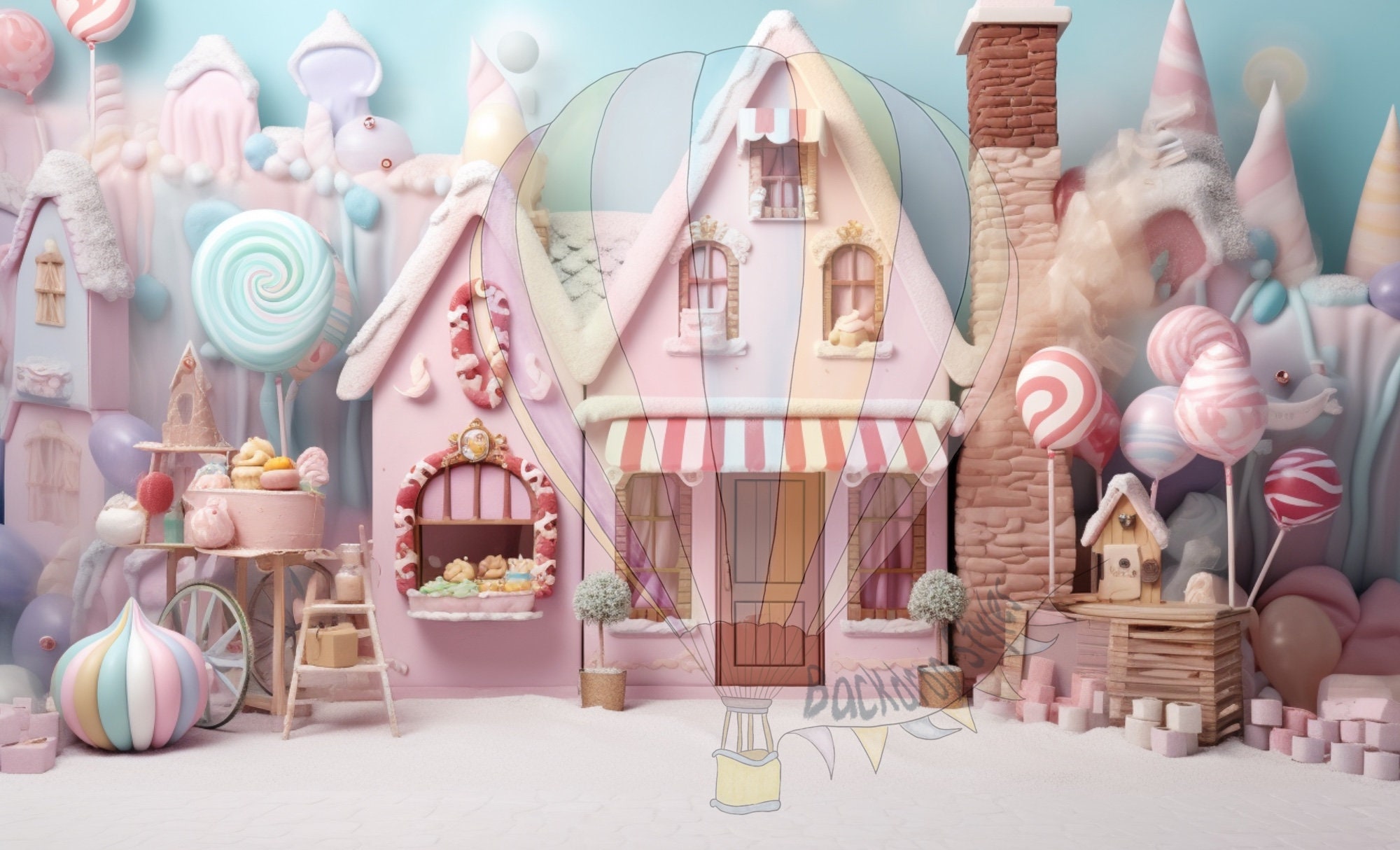 Princess Backdrop Gingerbread House Backdrop Birthday Backdrop
