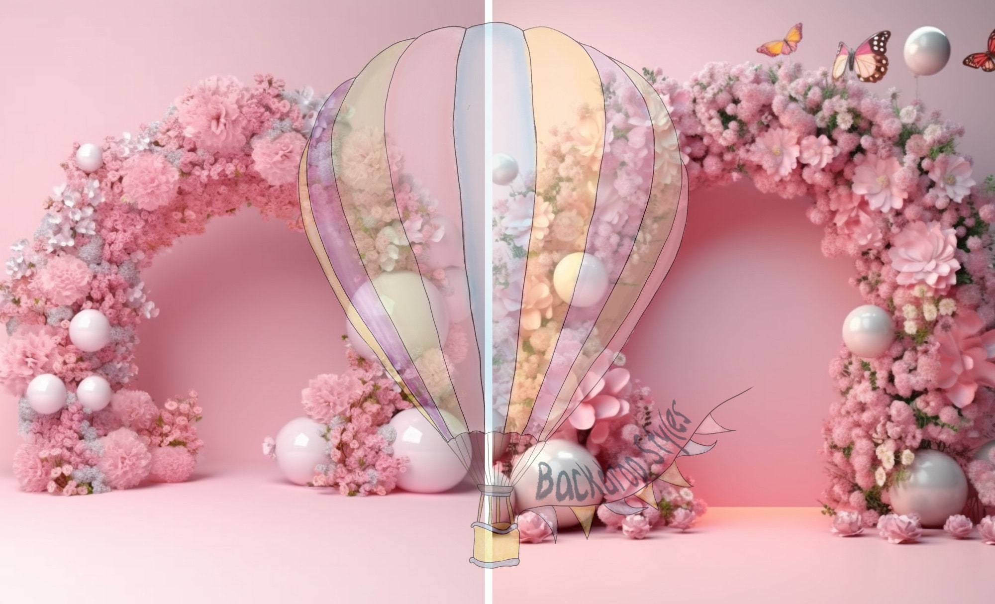 Celebrate in Style With Pink Arch Backdrop and Cake Smash Photoshop ...