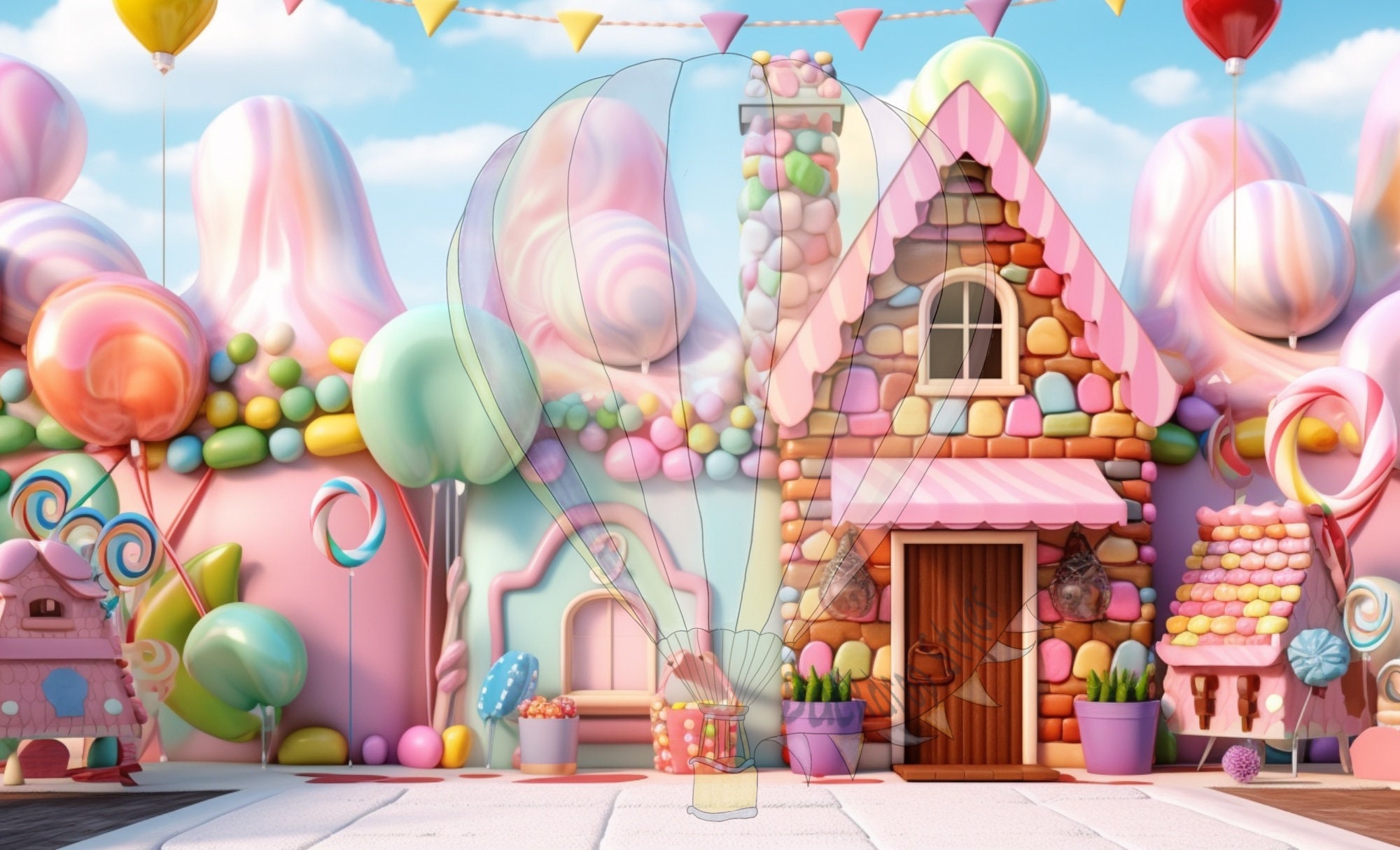 Princess Backdrop Gingerbread House Backdrop Birthday Backdrop