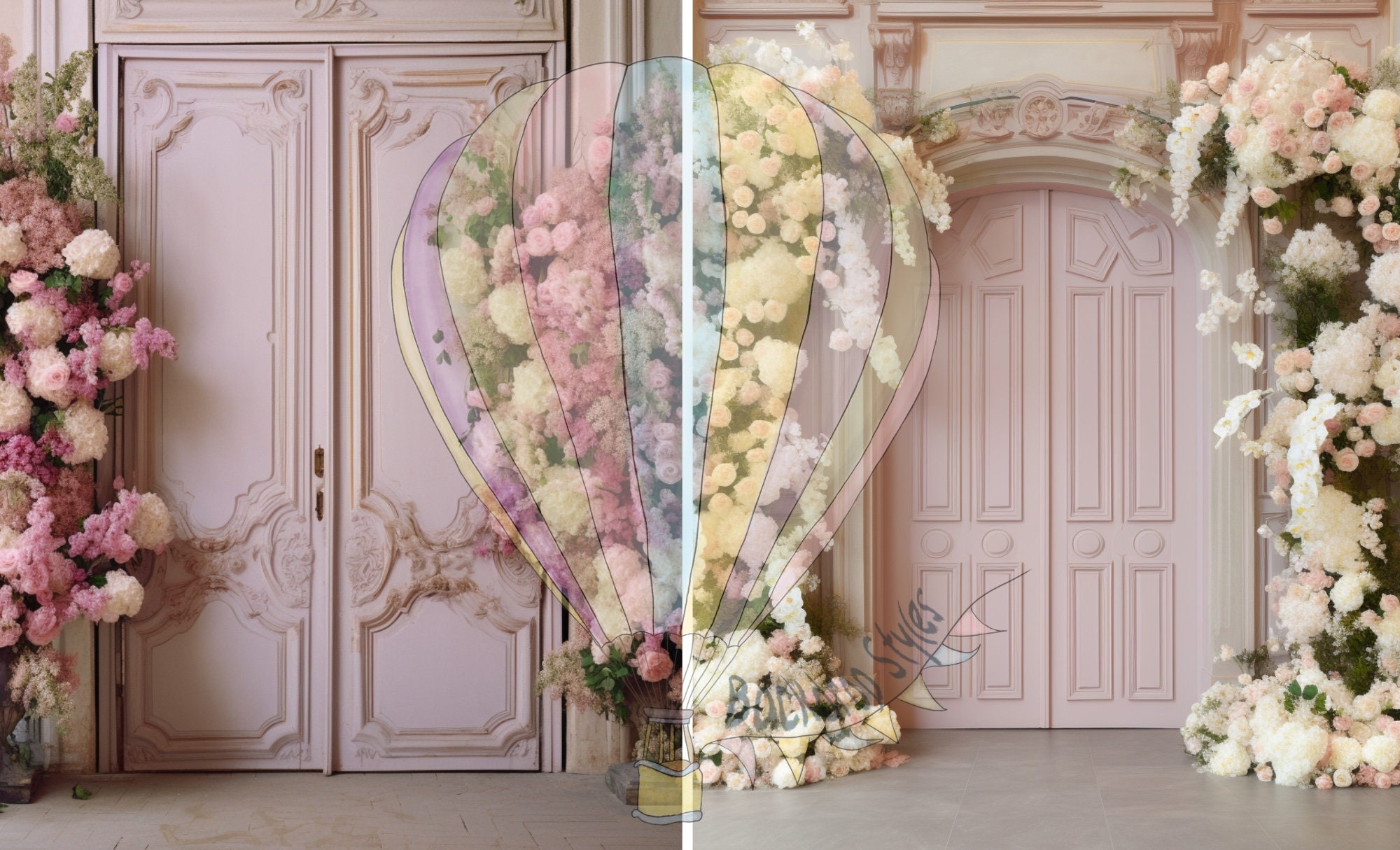 Wedding Backdrop: White Roses Wall Digital Overlays for - Etsy