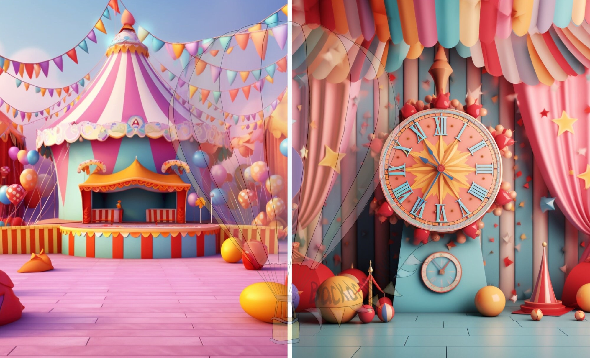 Carnival Circus Balloons Event Backdrop Capturing the Magic of the ...