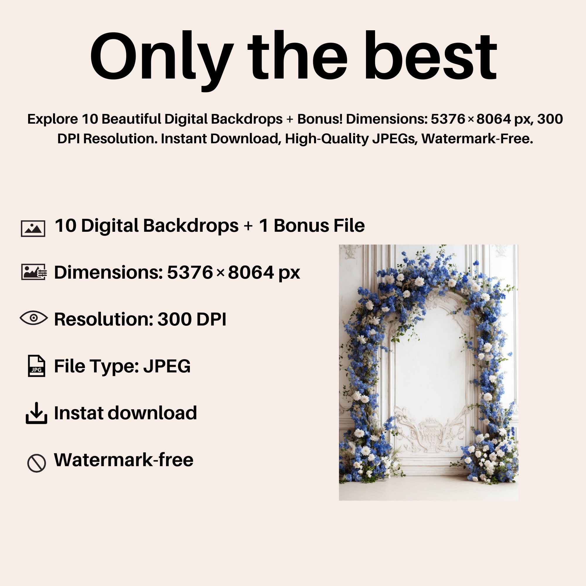 Blue Flower Arch Backdrop Perfect for Weddings, Events, and Photography ...