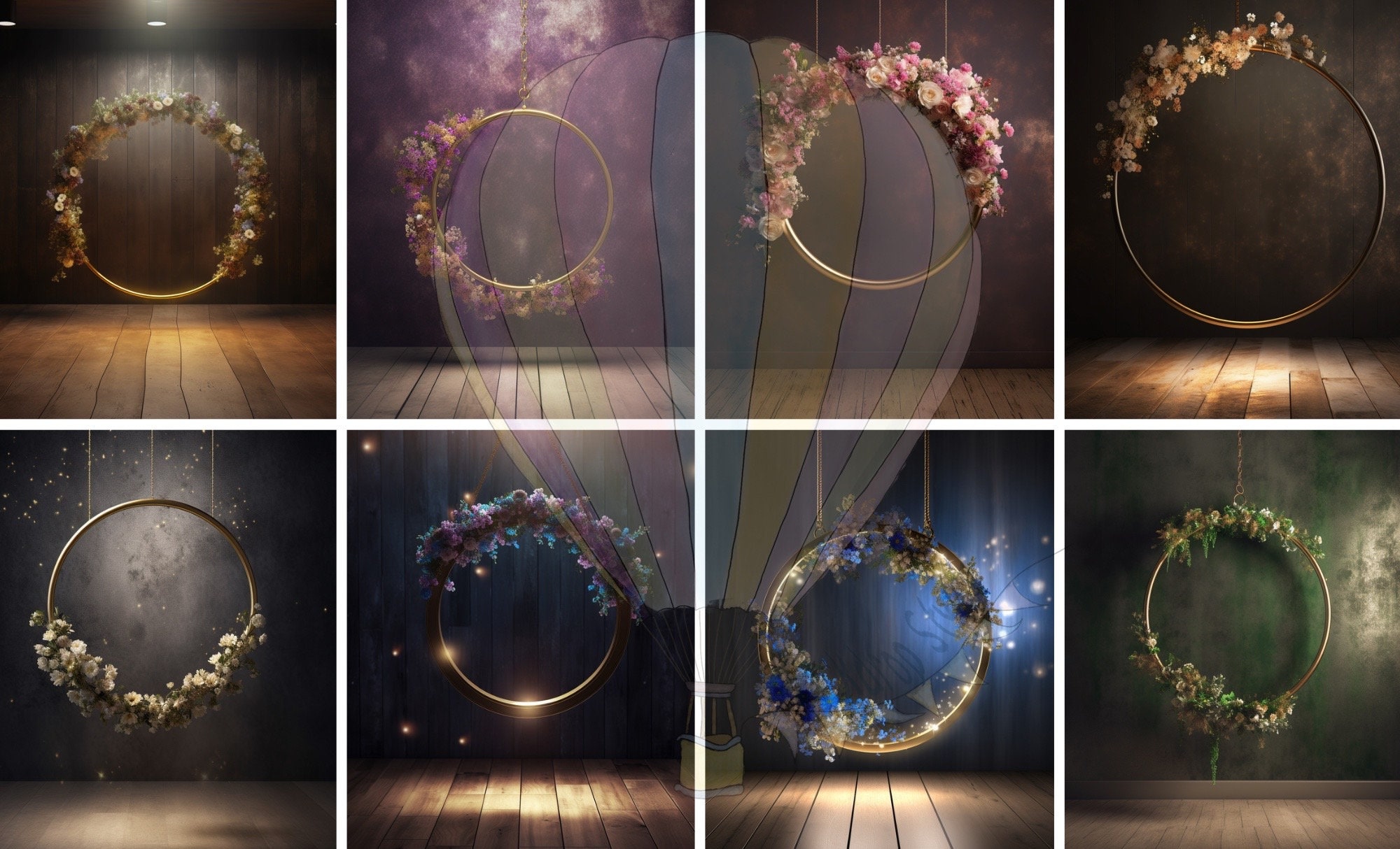 Create Beautiful Composites With Hanging Floral Halo Rings Digital ...