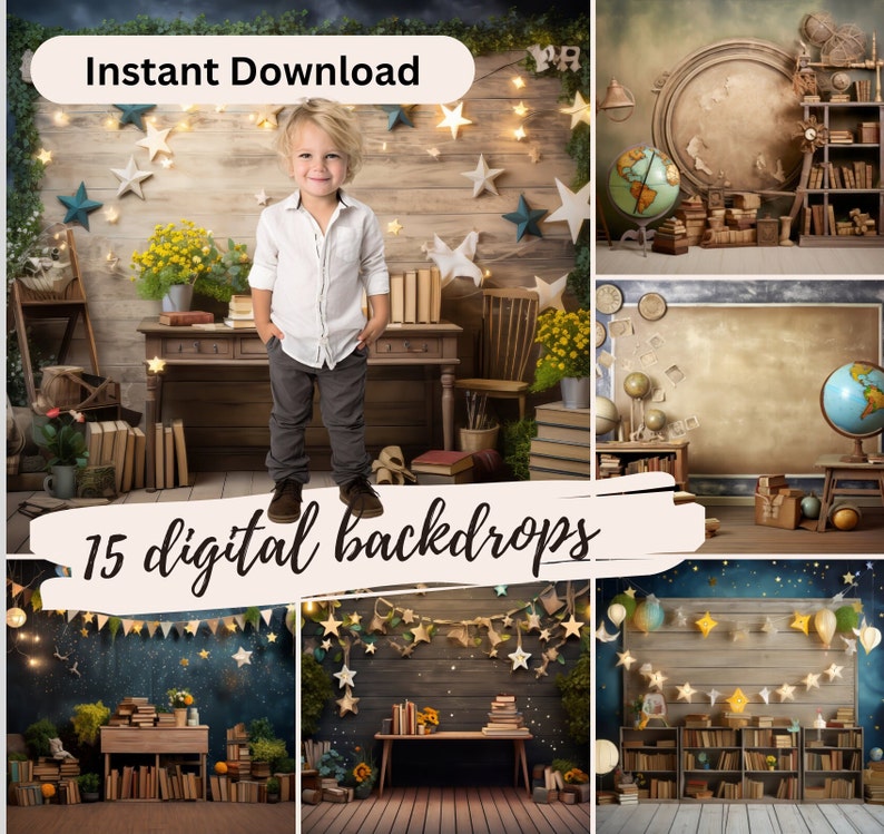 Back to School Digital Backdrop, Storybook Backdrop, Digital ...