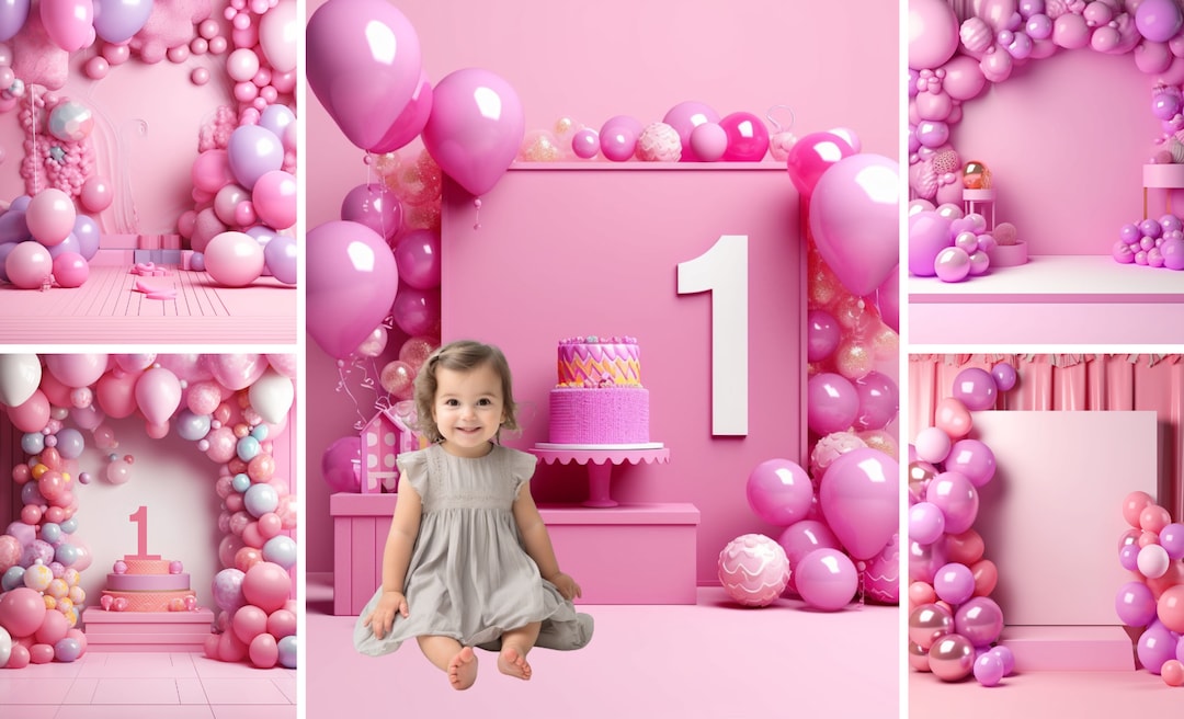 Pink Balloon Arch, Pink Digital Backdrop, Digital Overlays, Fine Art ...