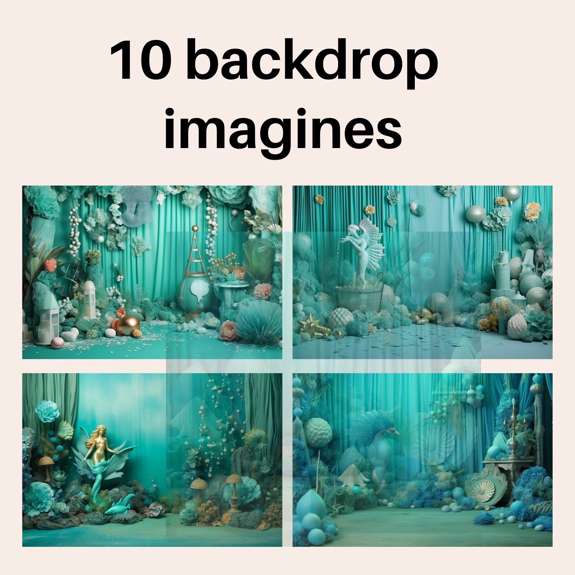 Mermaid Backdrop, Storybook Backdrop, Superhero Digital Backdrop ...