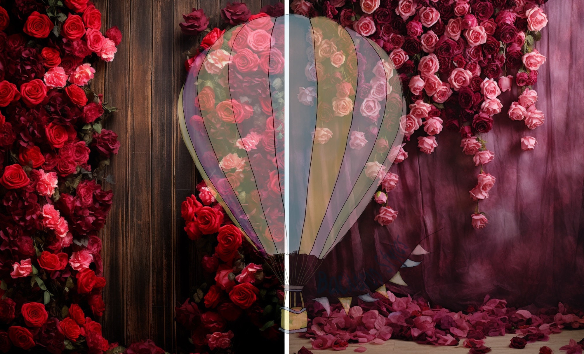 Red Roses Curtain Photoshop Overlays: Transform Your Images With ...