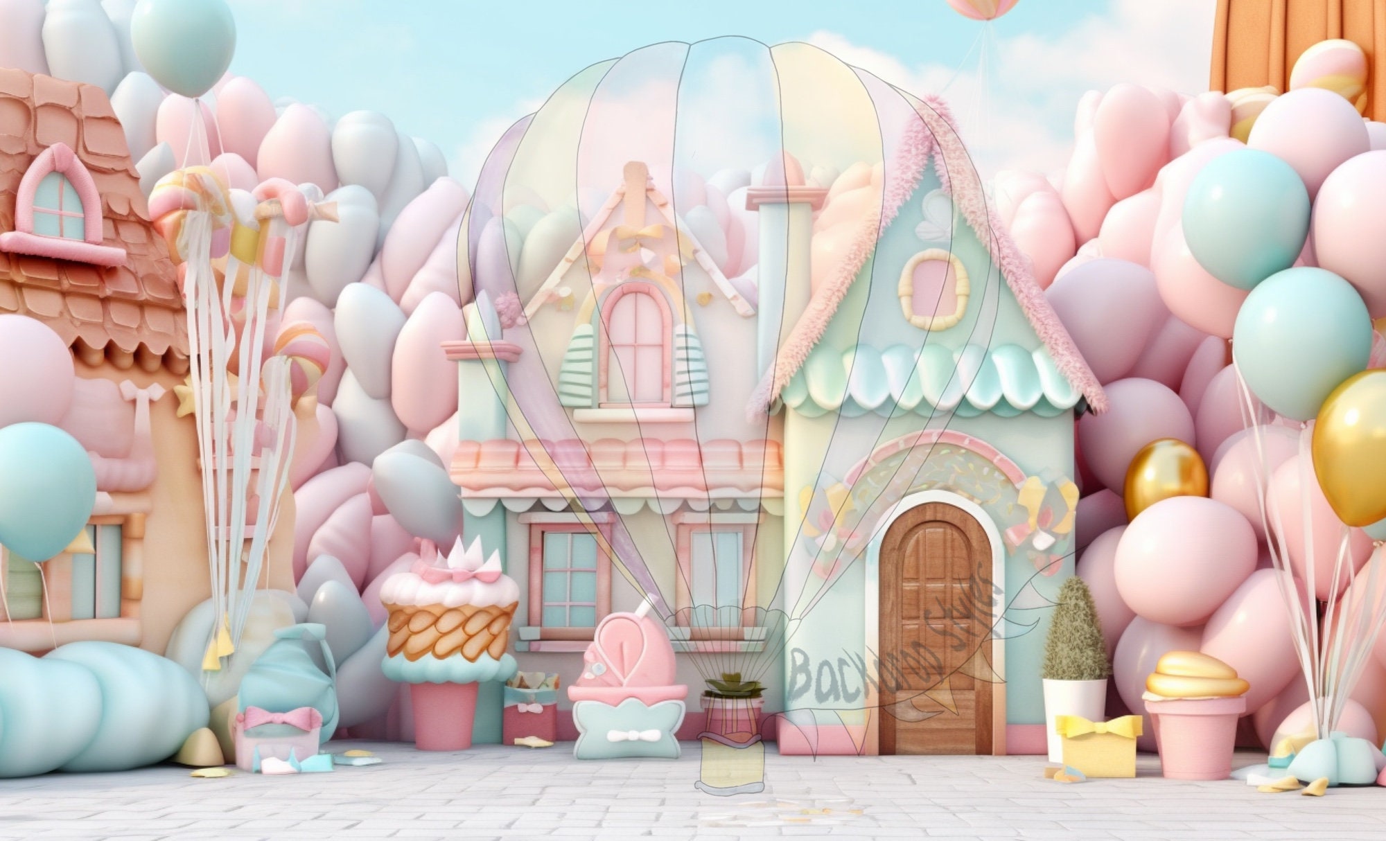 Princess Backdrop Gingerbread House Backdrop Birthday Backdrop