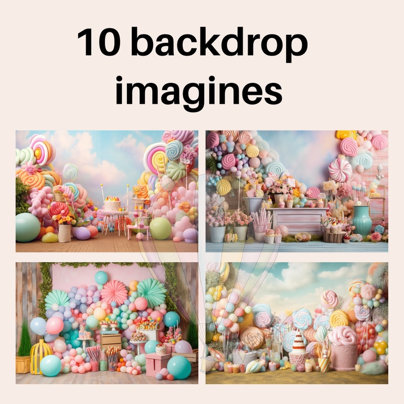 Candy Digital Backdrop, Candy Birthday Backdrop, Storybook Backdrop ...
