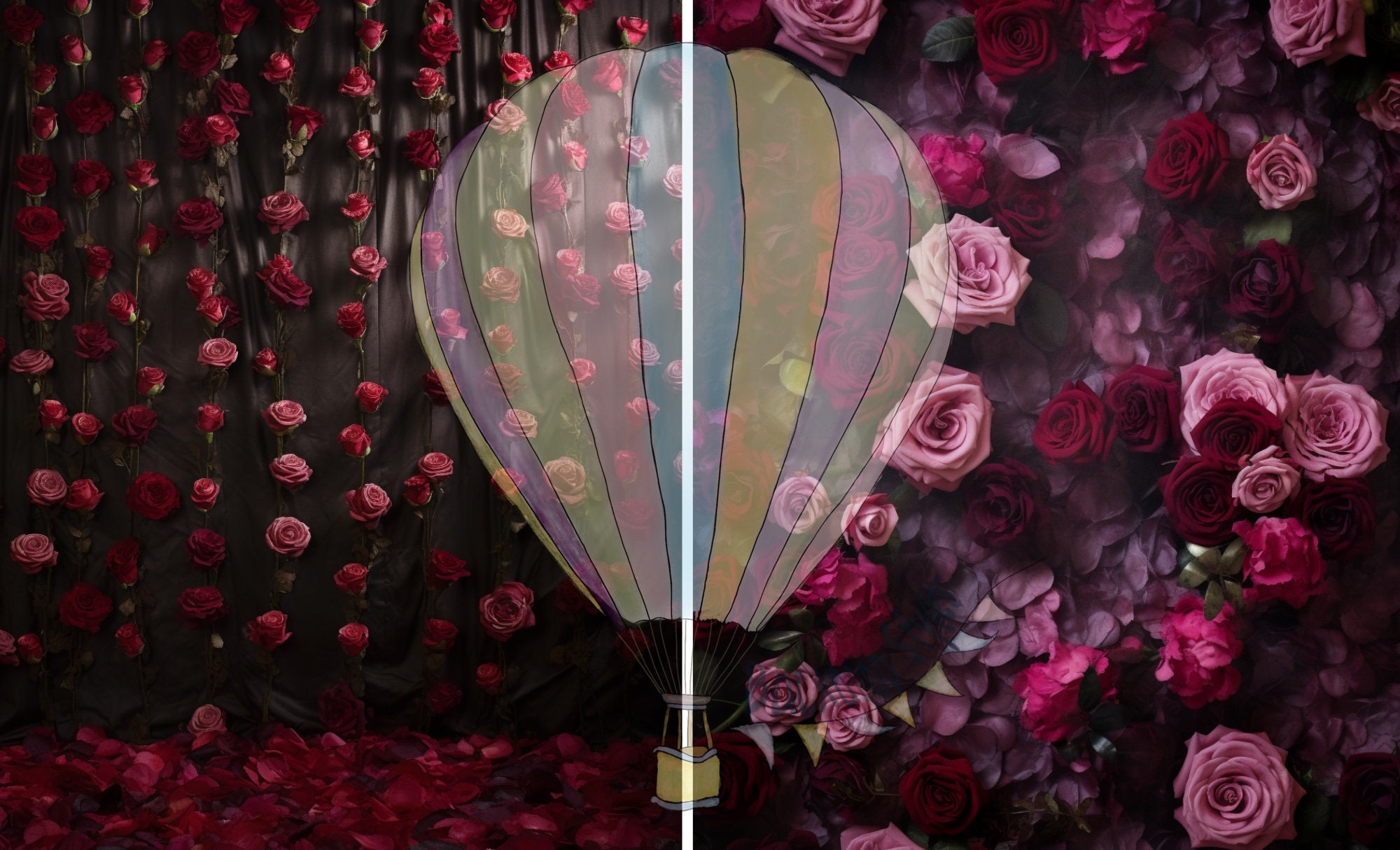 Red Roses Curtain Photoshop Overlays: Transform Your Images With ...