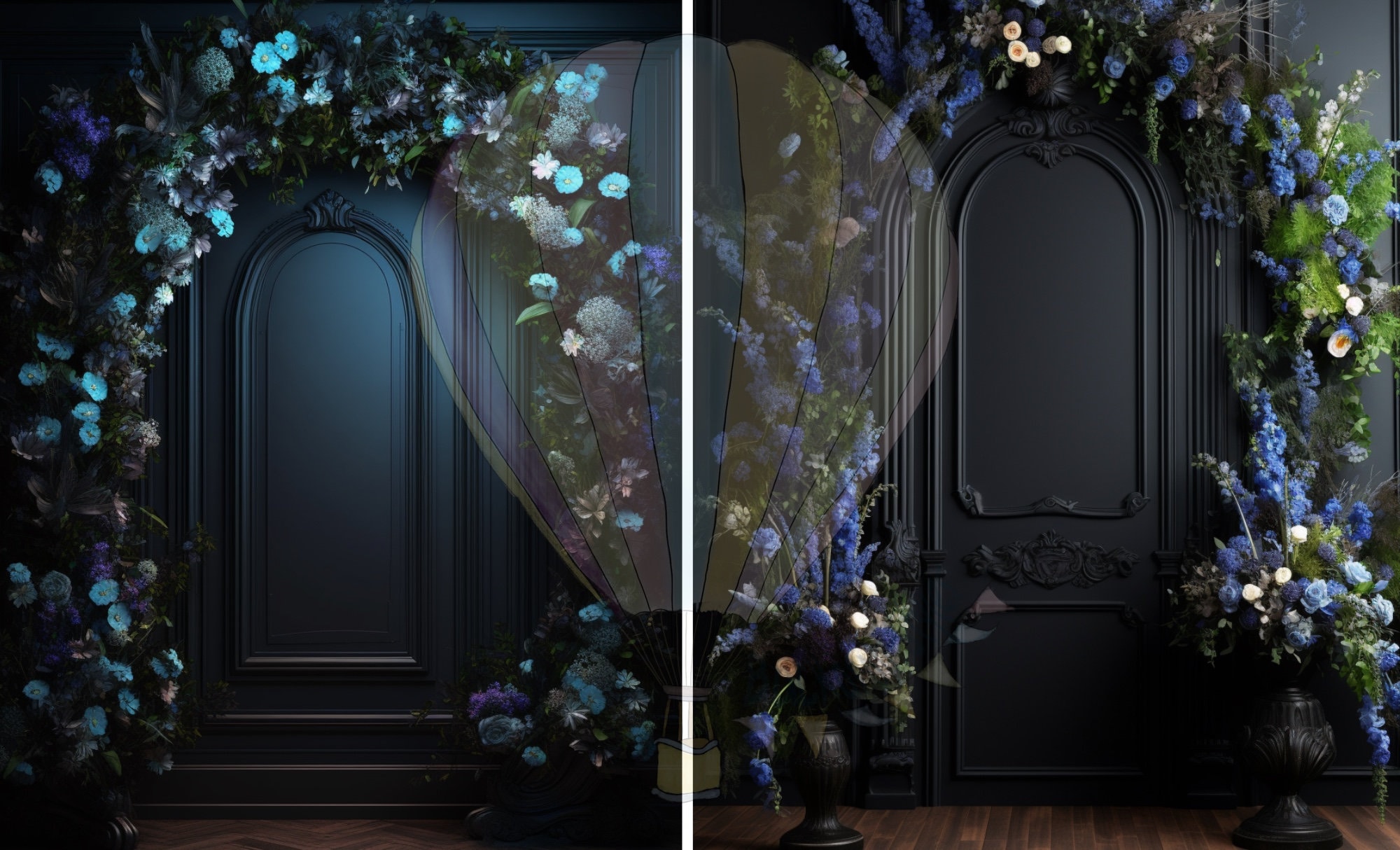 Arch Backdrop Overlays: Dark Blue Digital Backdrops for Maternity ...
