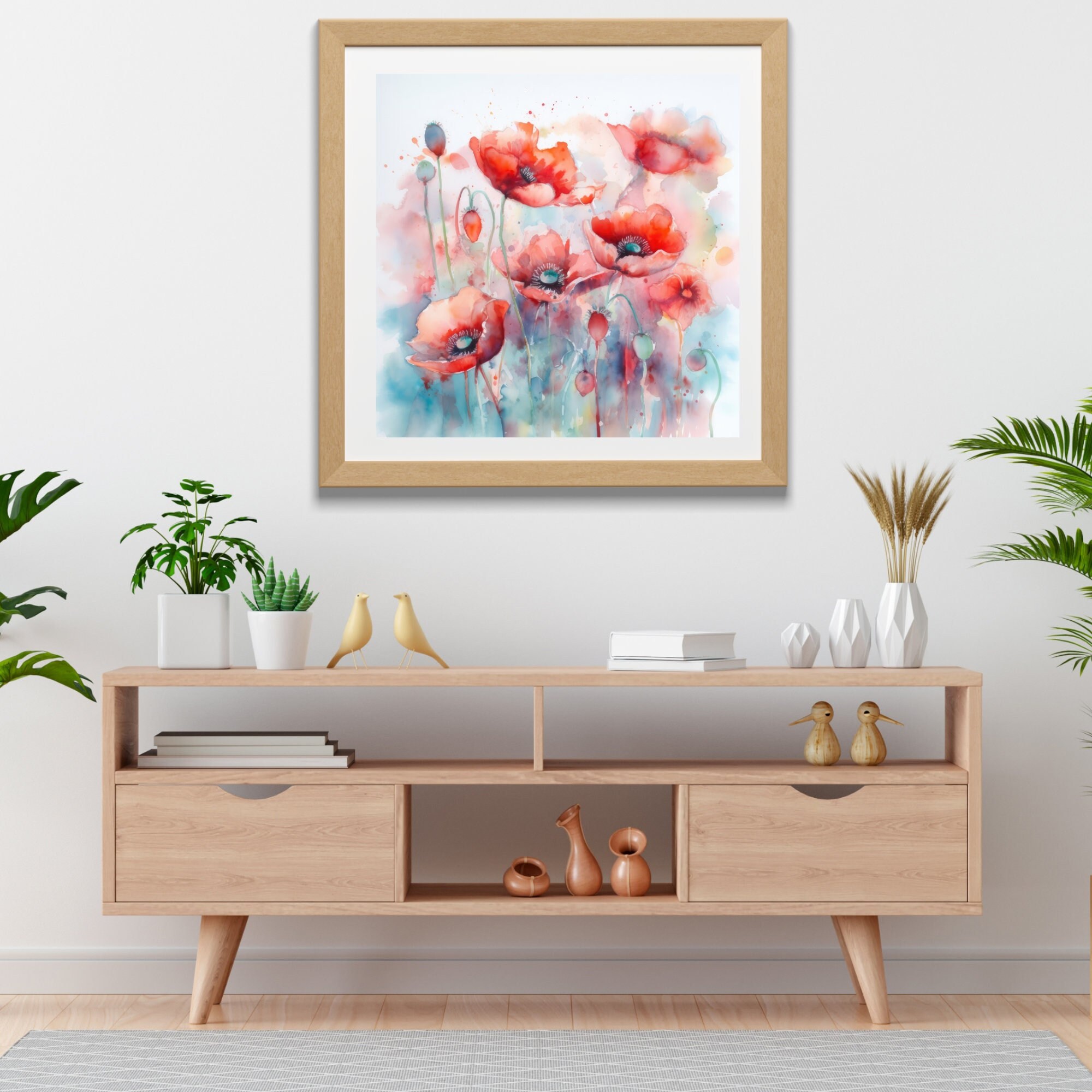 Poppy Flowers Watercolour Print Red Poppies Flower Art Floral ...