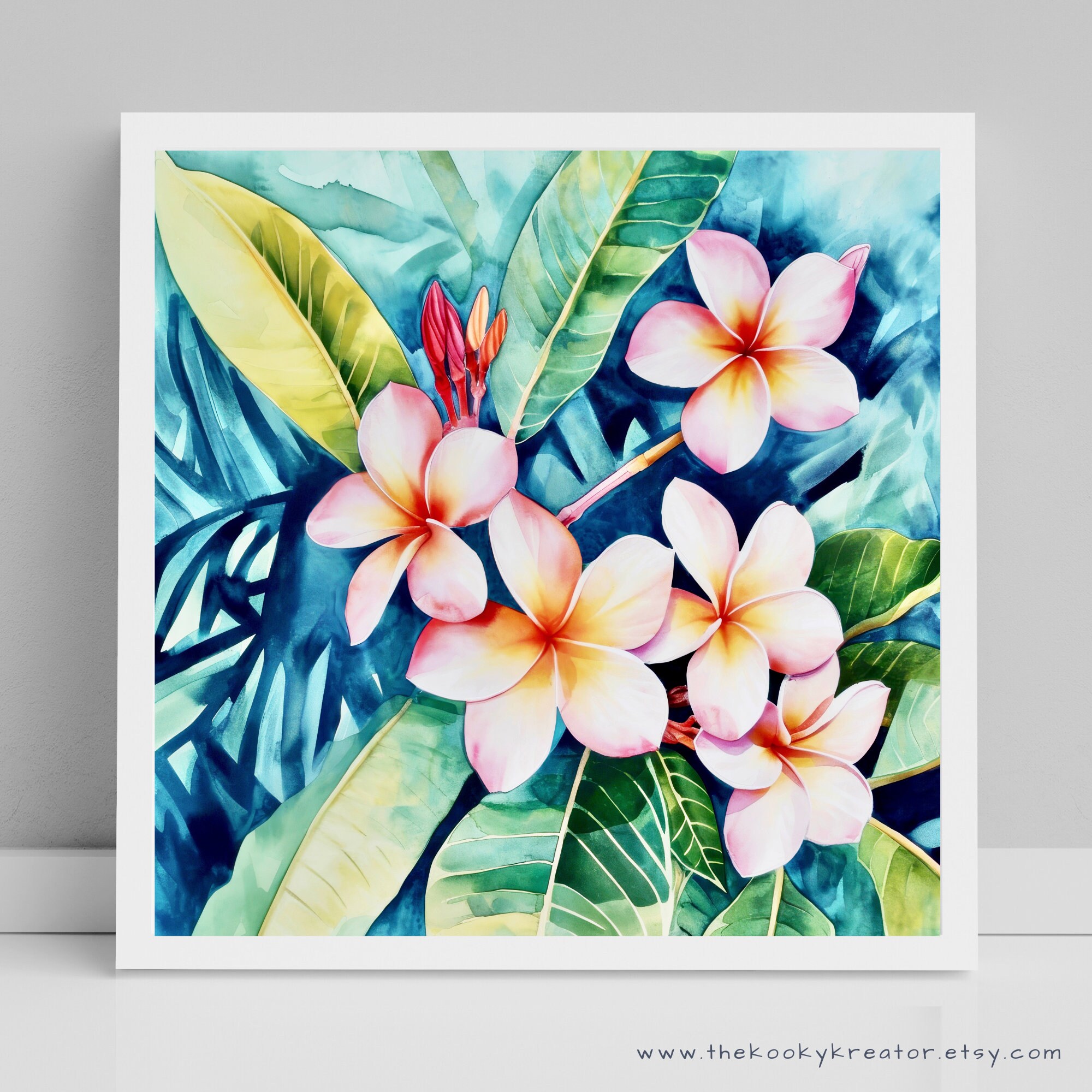 Plumeria Watercolor Print: Tropical Floral Wall Art - Etsy