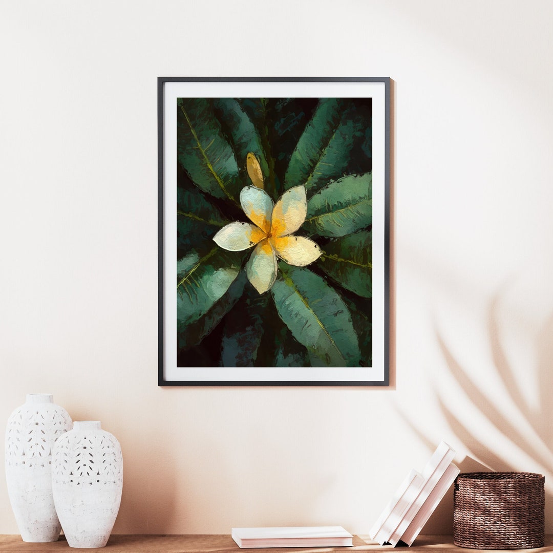 Plumeria Wall Art Frangipani Print Premium Matte Paper Tropical Flower ...