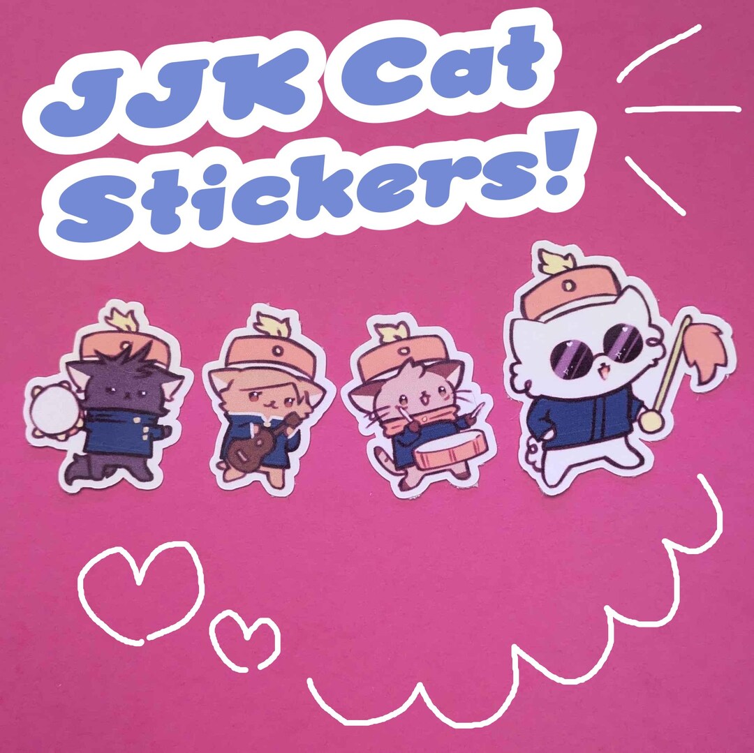 JJK Jujutsu Kaisen 4 Pc Cat Parade Stickers | Gojo Yuji Nobara Megumi ...