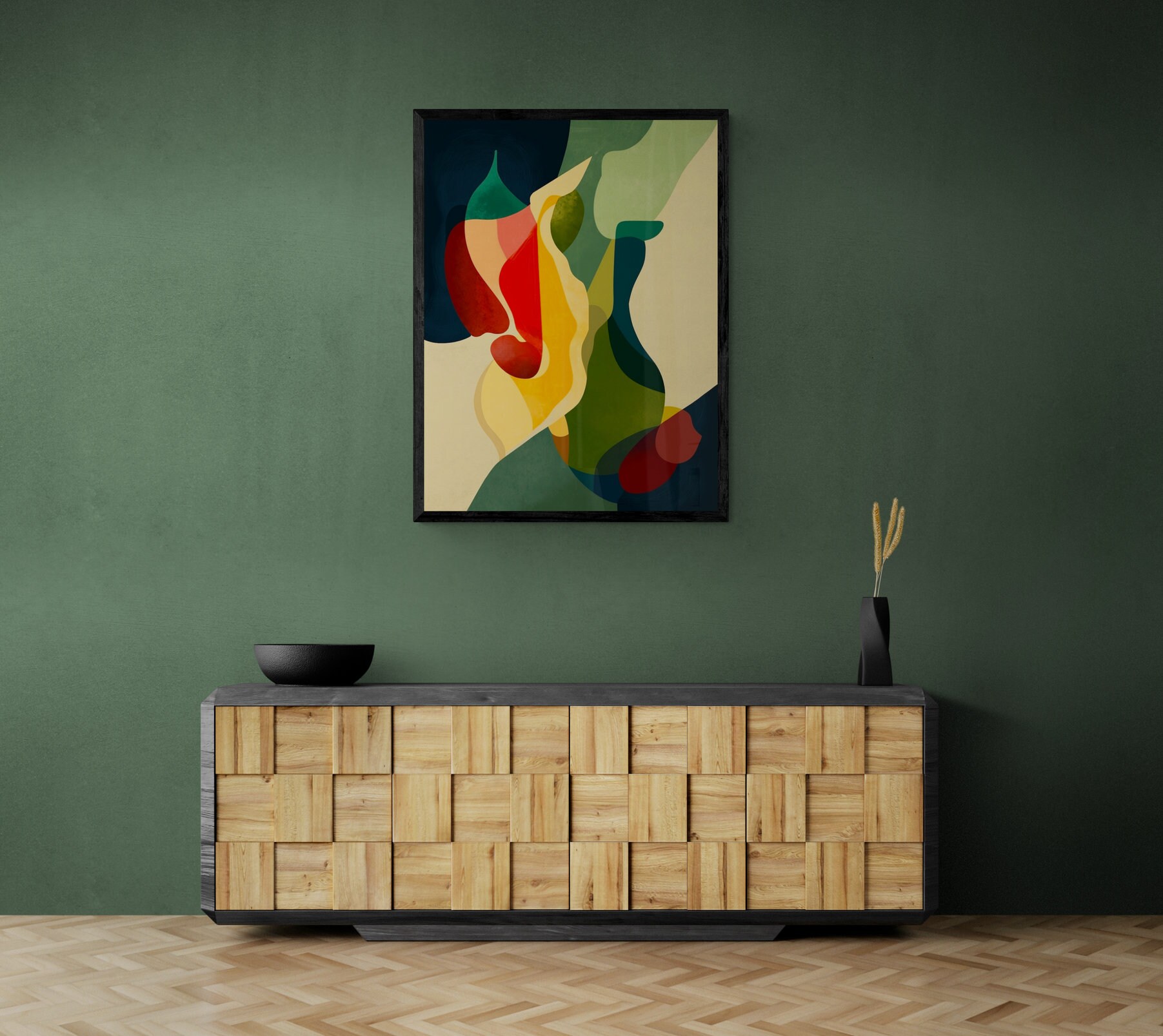 Modern Abstract Art Print Bright Bold Colour Tones. Contemporary Living ...