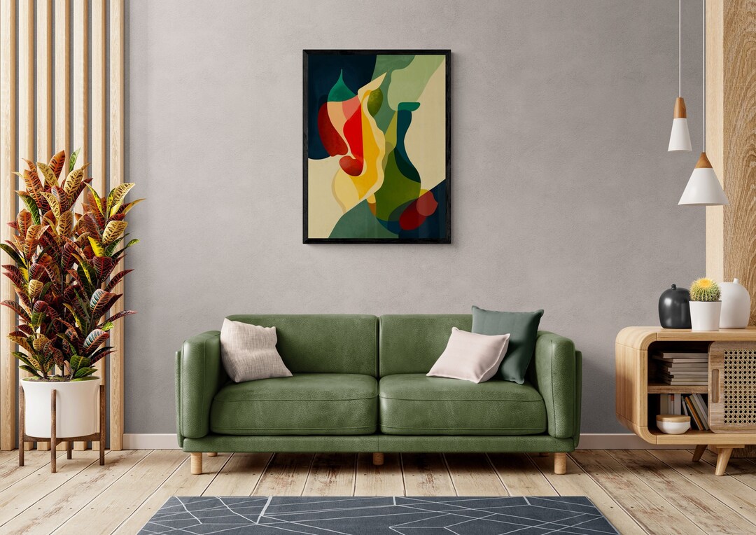 Modern Abstract Art Print Bright Bold Colour Tones. Contemporary Living ...