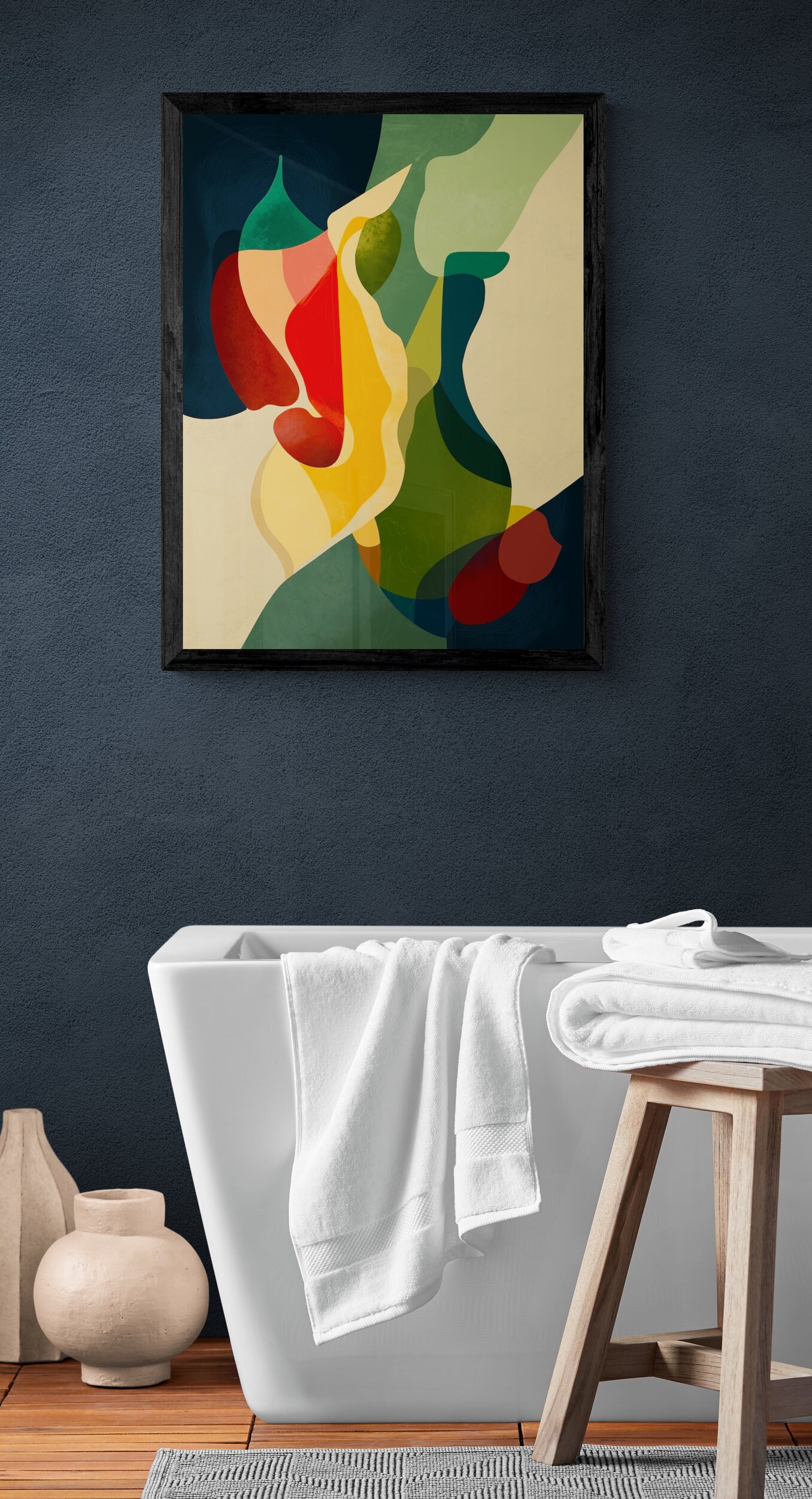 Modern Abstract Art Print Bright Bold Colour Tones. Contemporary Living ...