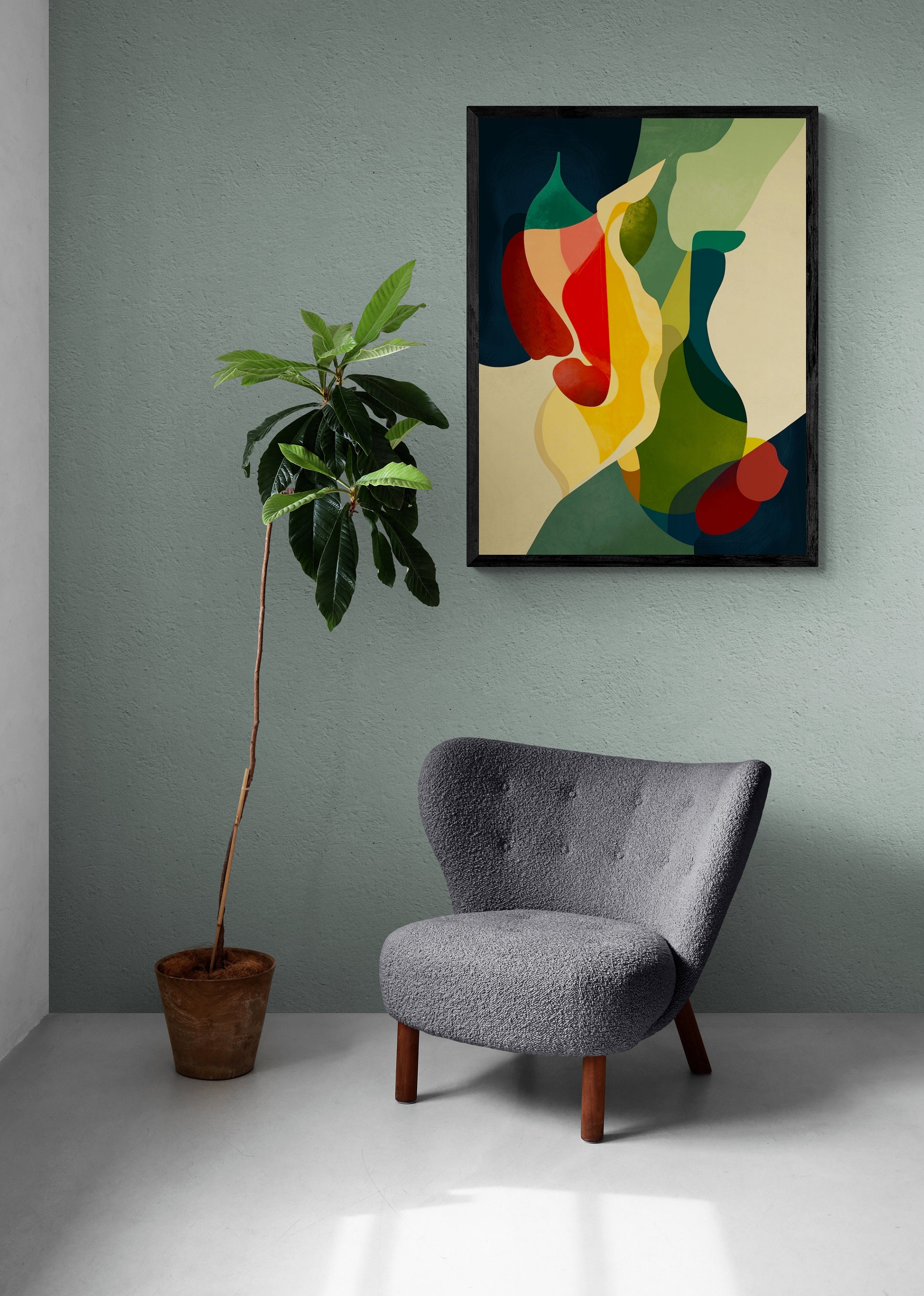 Modern Abstract Art Print Bright Bold Colour Tones. Contemporary Living ...