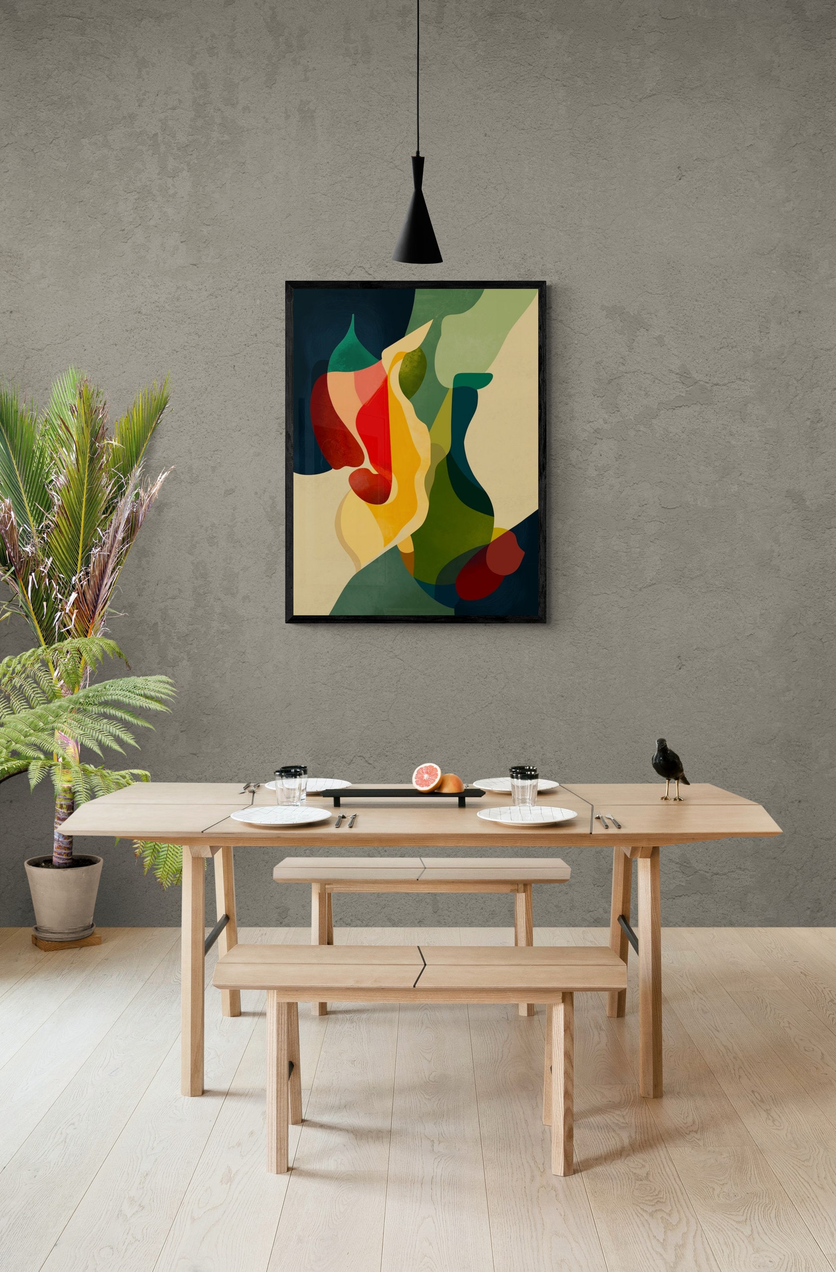 Modern Abstract Art Print Bright Bold Colour Tones. Contemporary Living ...