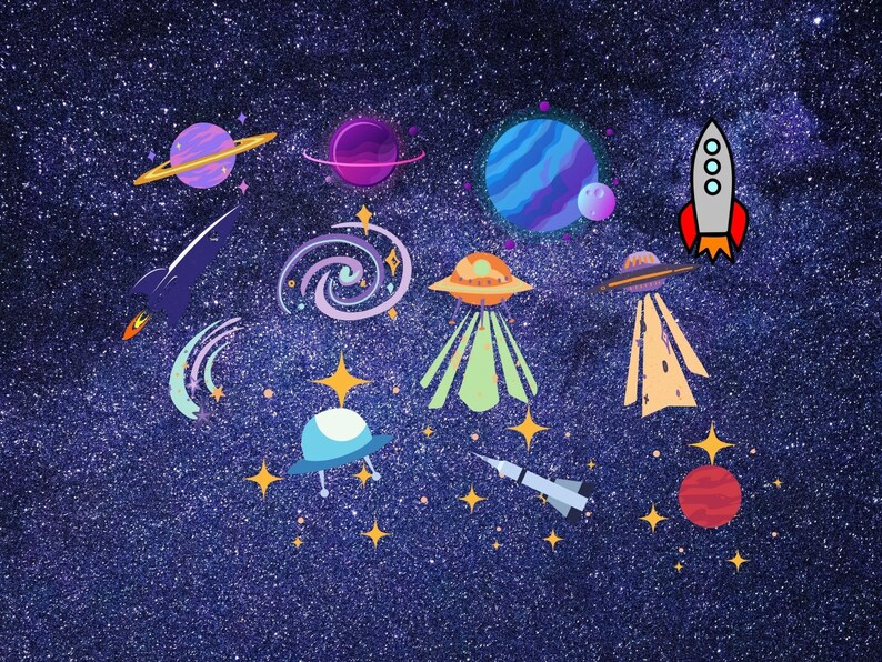 Space Graphics,space Clipart,planets Clipart Set, Outer Space Png ...