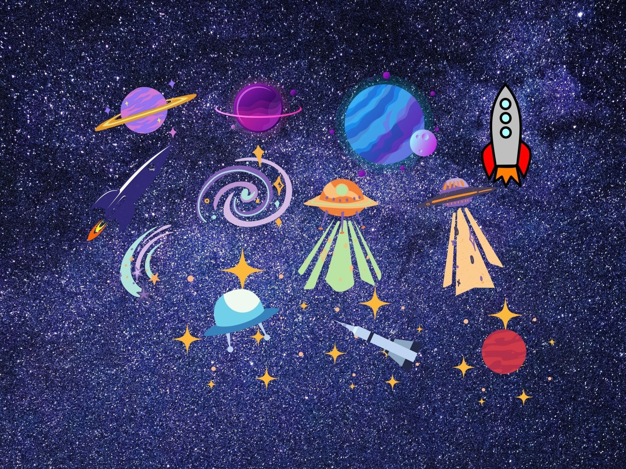 Space Graphics,space Clipart,planets Clipart Set, Outer Space Png ...