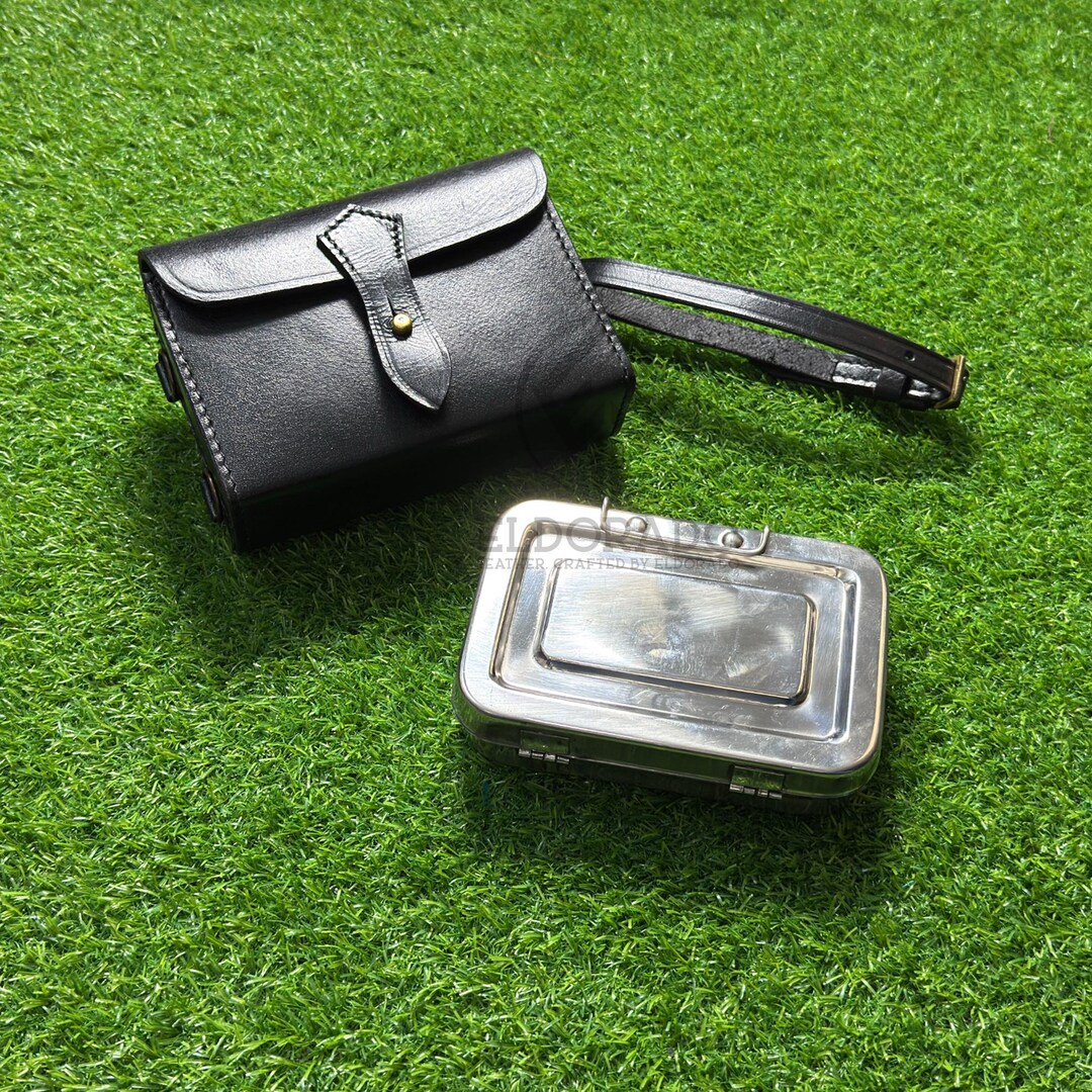 Stainless Steel Sandwich Tin With Leather Case – Black - Etsy