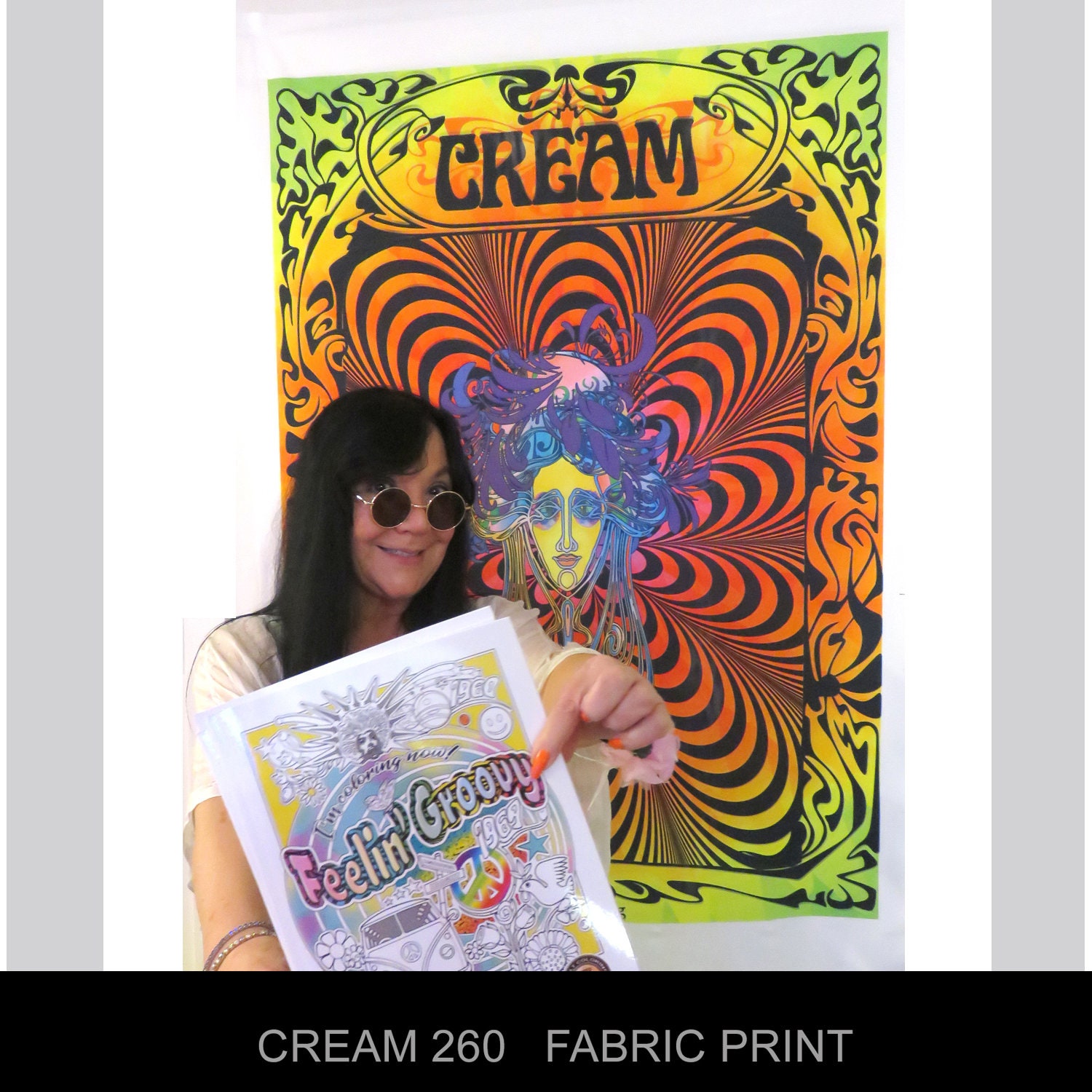 RAINBOW Cream-printed Fabric Poster by Artist Ching Ling. One Only ...