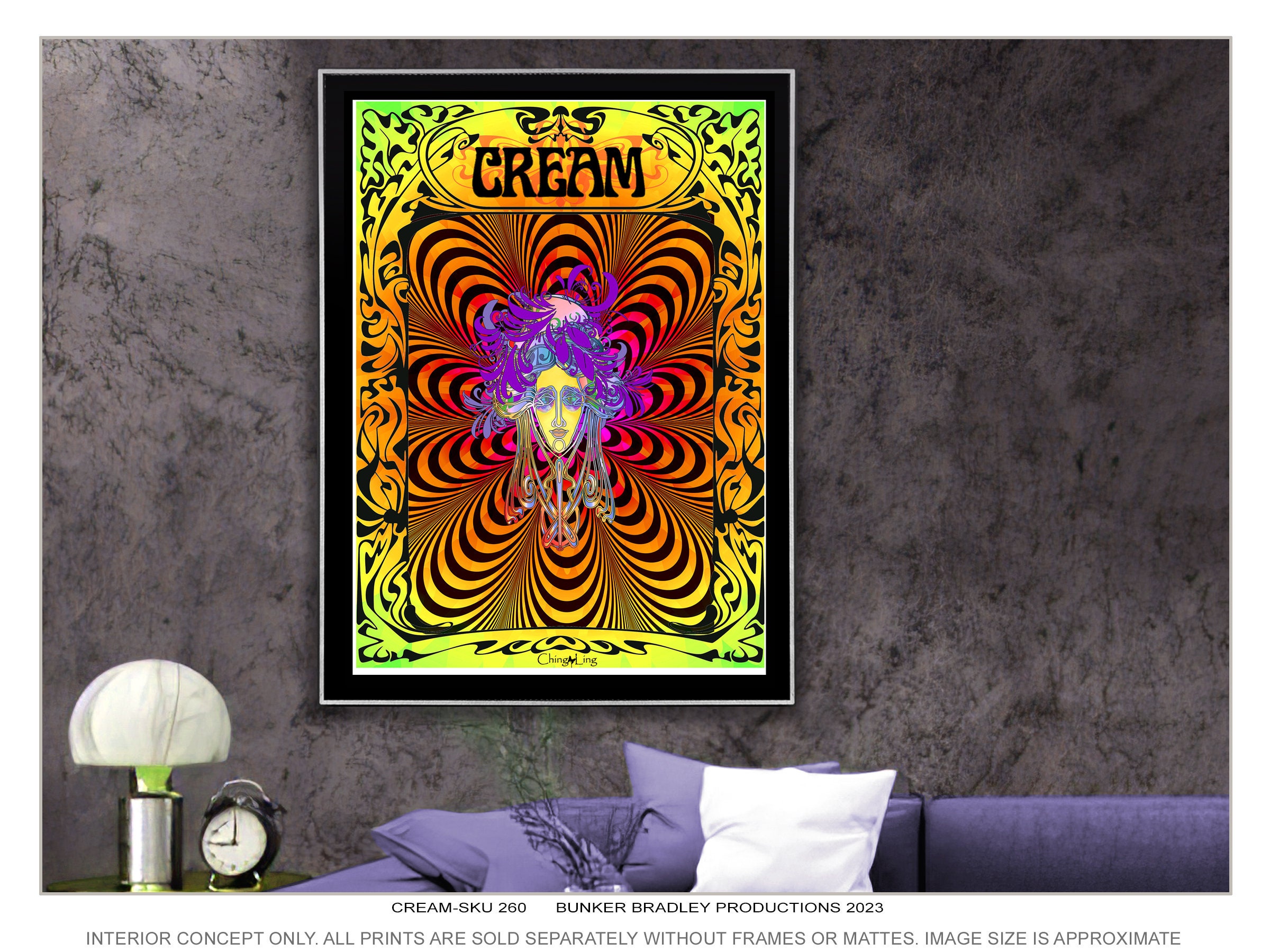 RAINBOW Cream-printed Fabric Poster by Artist Ching Ling. One Only ...
