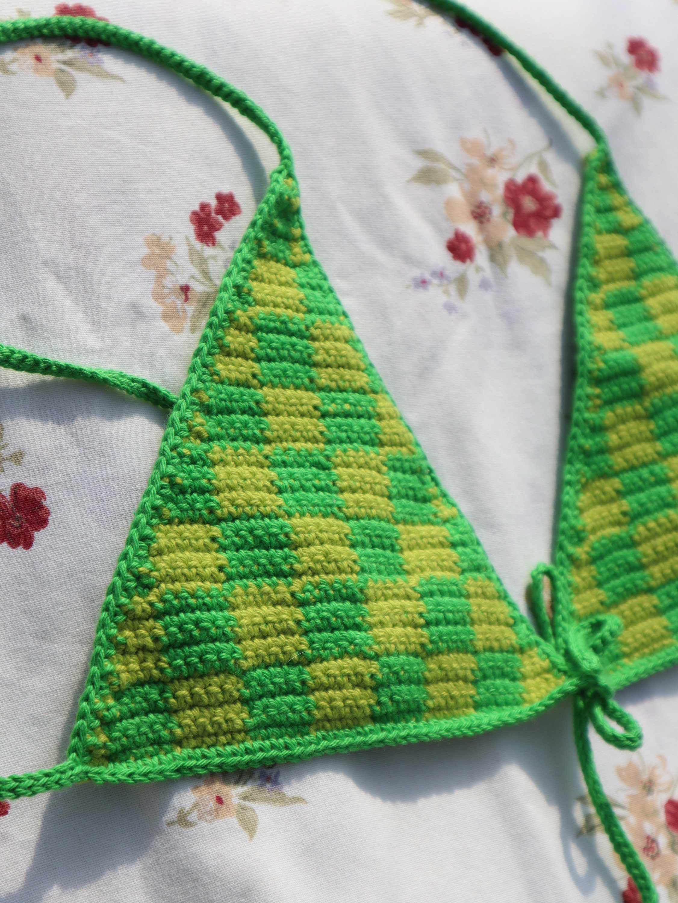 Checkered Crochet Bikini Set. Handmade. 100%cotton - Etsy