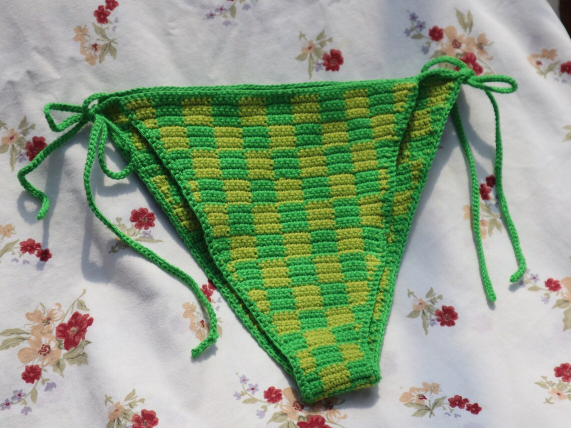 Checkered Crochet Bikini Set. Handmade. 100%cotton - Etsy