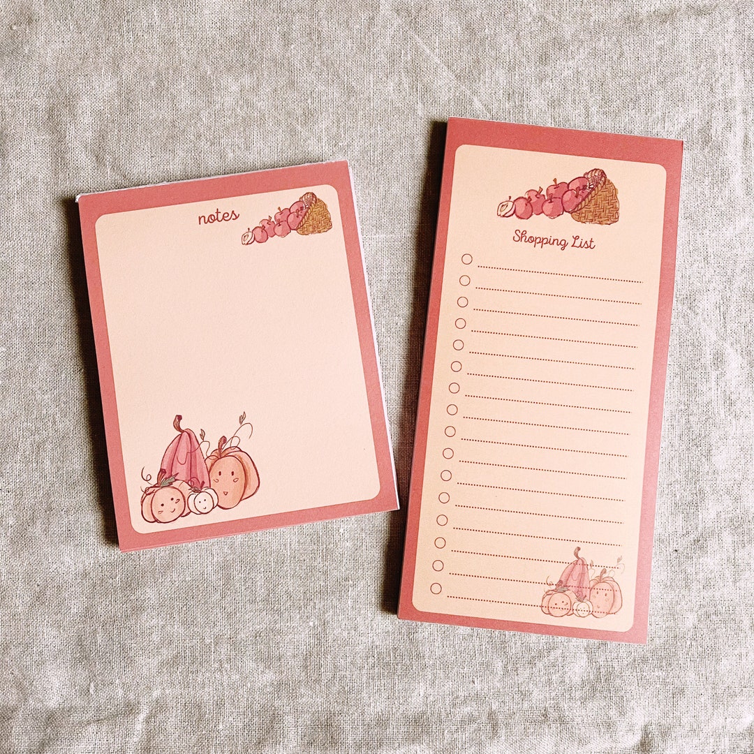 Pumpkin Family Notepad, Pumpkin Family Shopping List Original Artwork November Thanksgiving ...