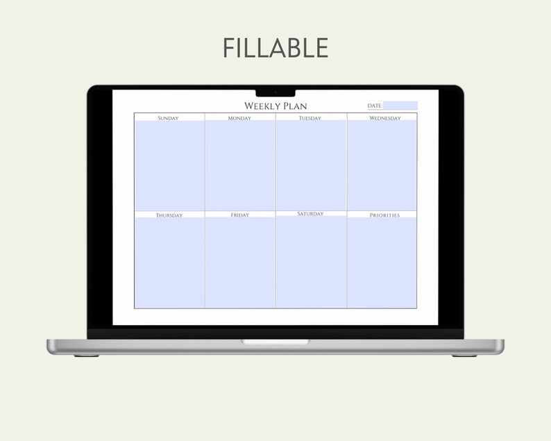 Weekly Planner Fillable and Printable Landscape, Minimalist Weekly ...