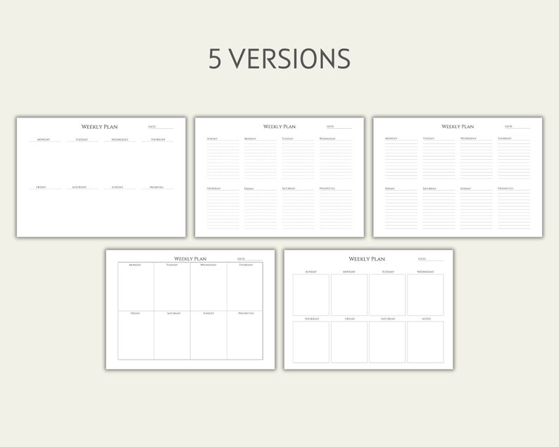 Weekly Planner Fillable and Printable Landscape, Minimalist Weekly ...