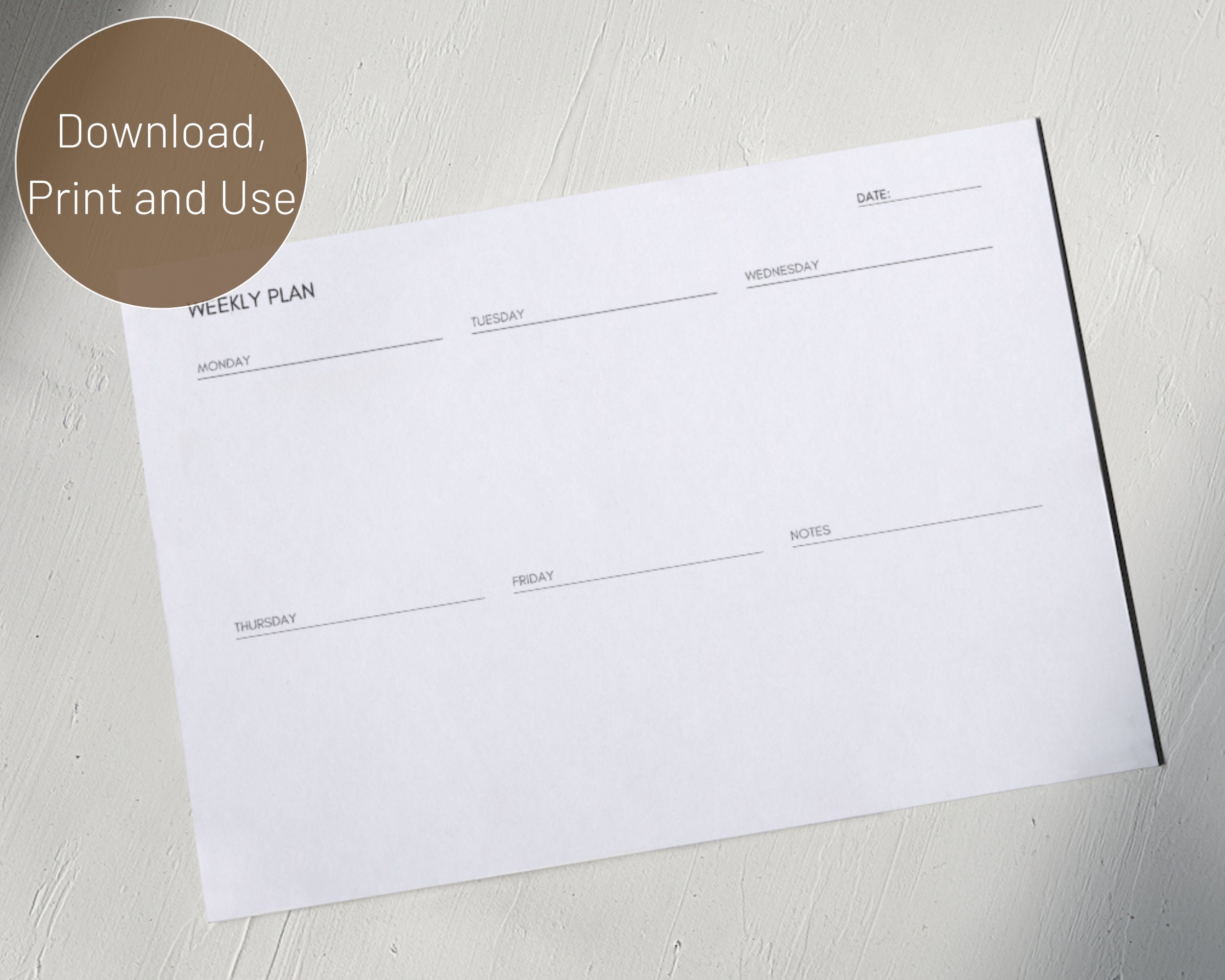Five Day Weekly Planner Printable Weekly Schedule Week at a - Etsy