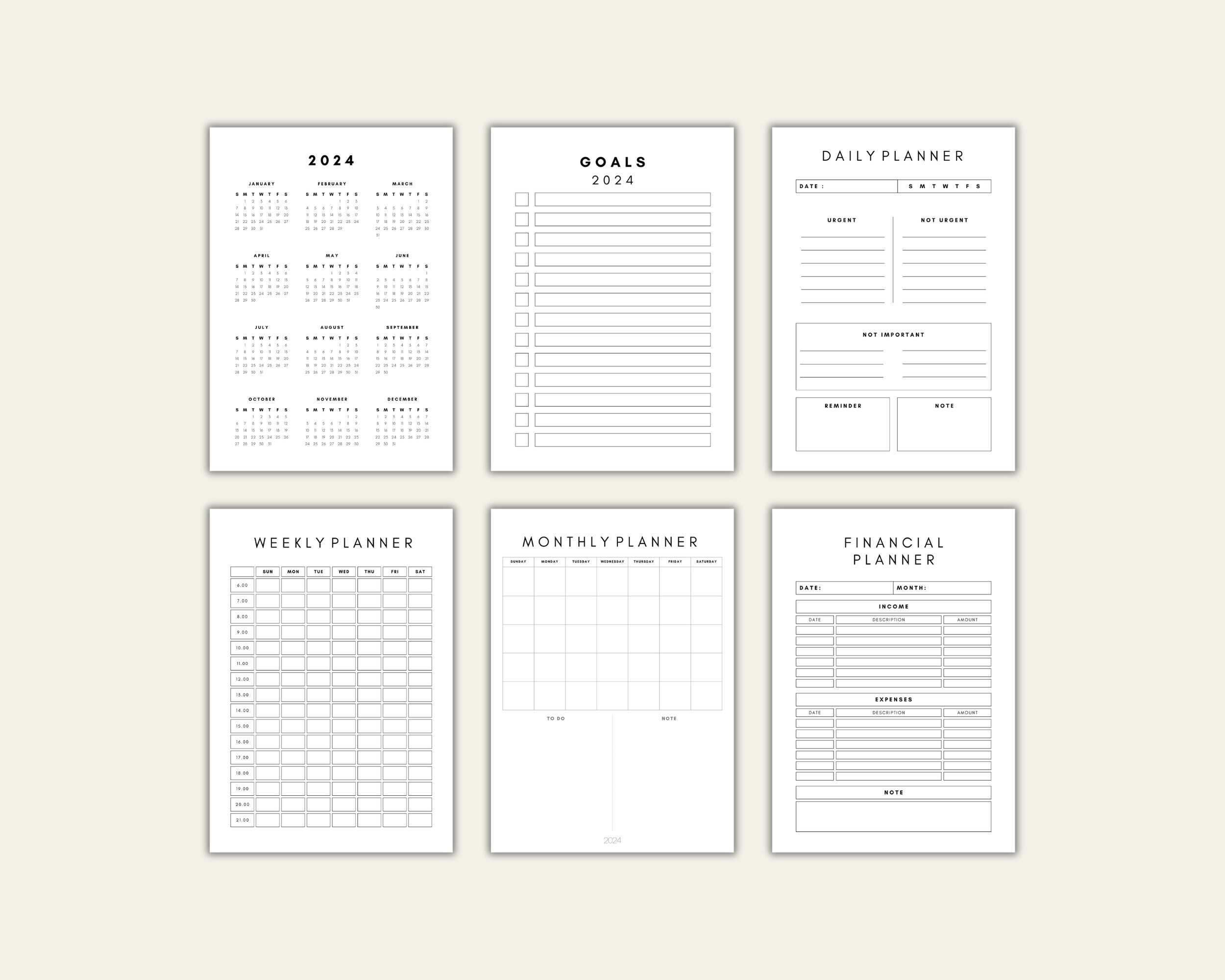 2024 Useful Printable Pdf Agenda, Fillable Journal Planner, Stay ...