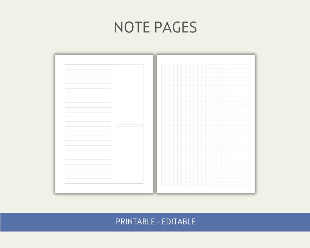 Notes Pages Printable, Writing Paper, 4 Version Blank Notes, Study Note ...