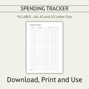 Spending Tracker Printable, Expense Tracker, Budget Template, Fillable ...