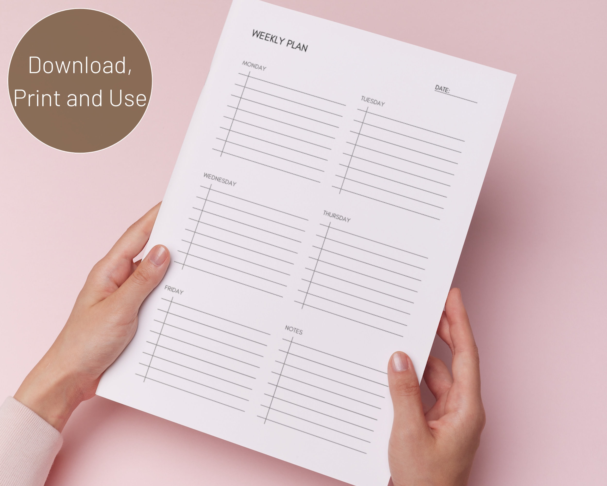 Five Day Weekly Planner Printable Desk Organizer Weekly - Etsy