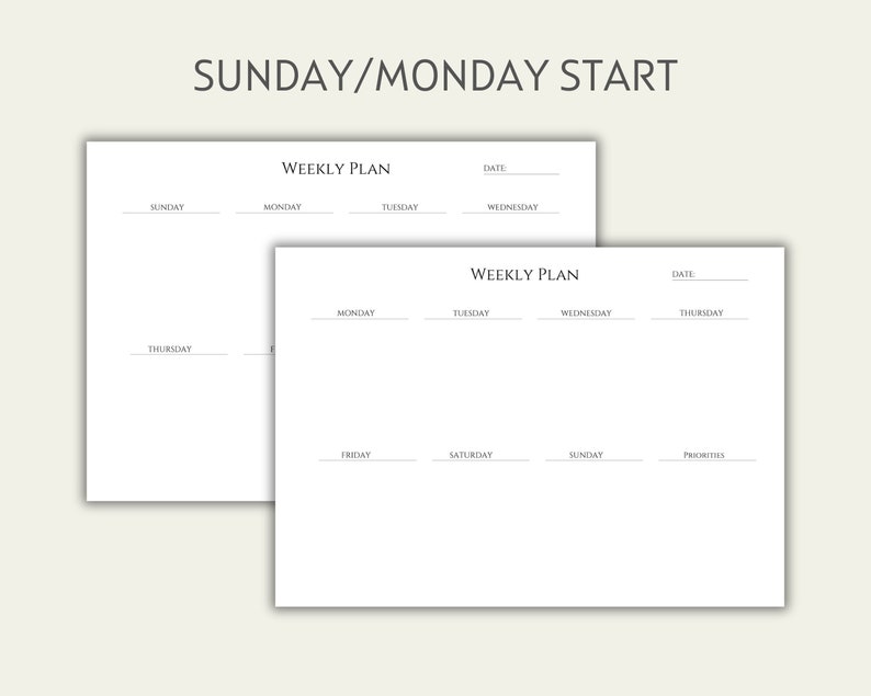 Weekly Planner Fillable and Printable Landscape, Minimalist Weekly ...