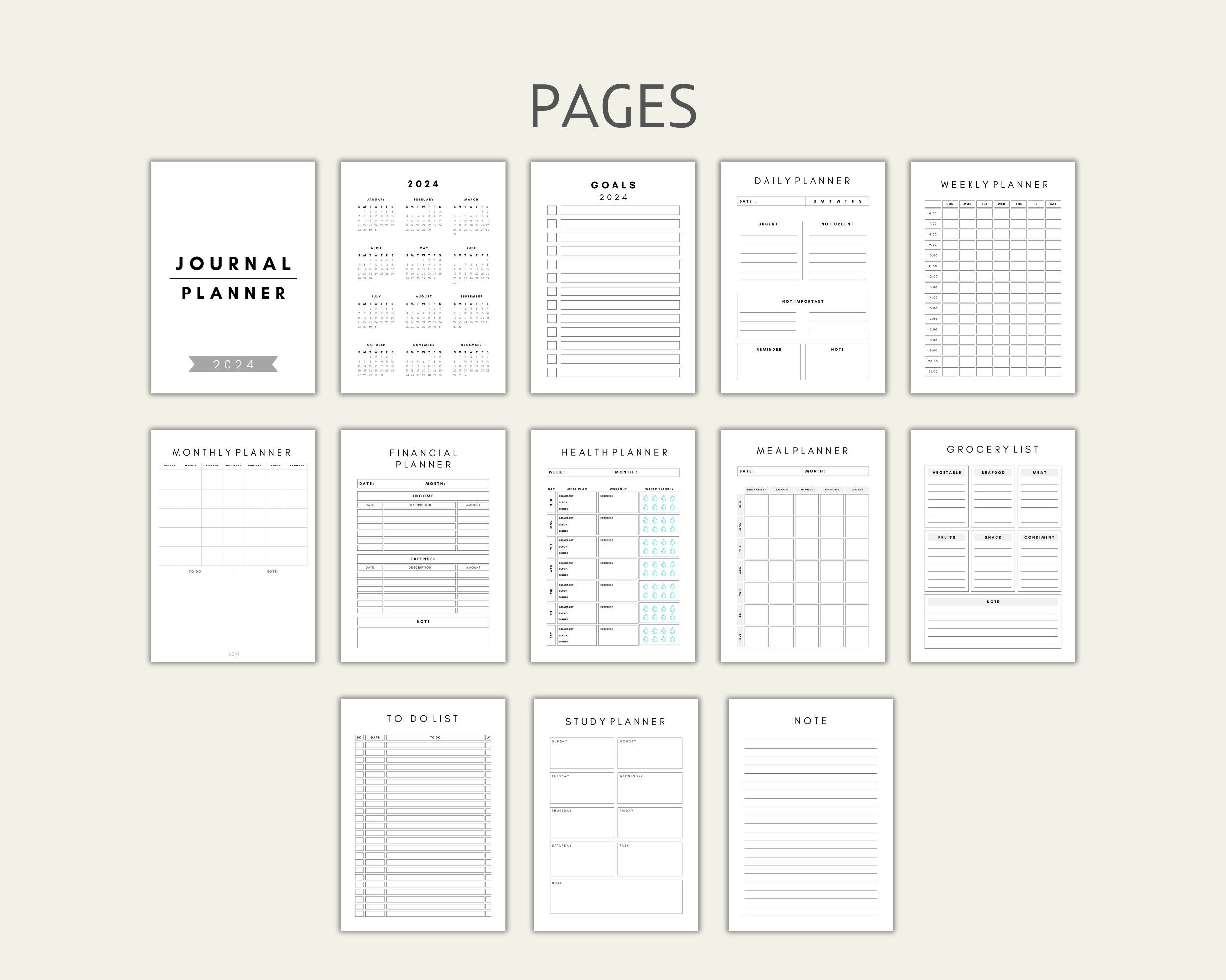 2024 Useful Printable Pdf Agenda, Fillable Journal Planner, Stay ...