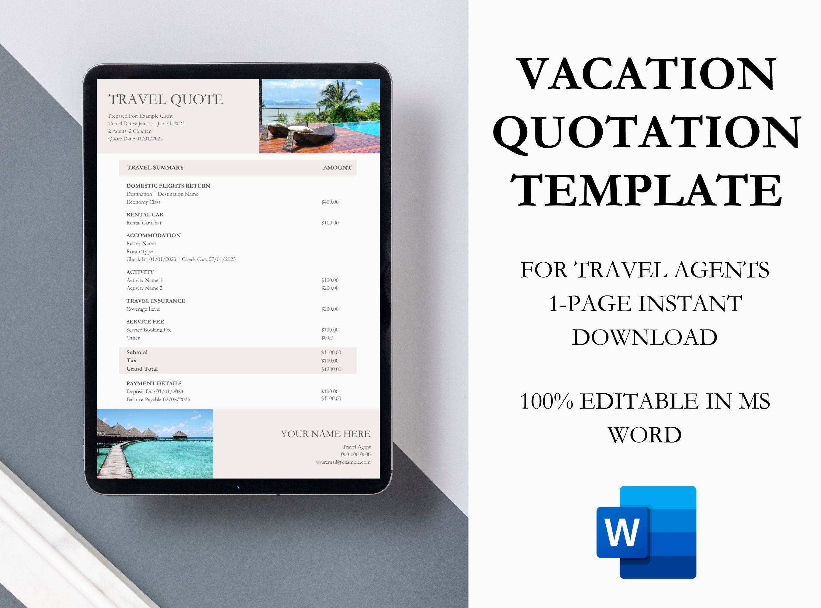 Travel Agent Quote Template Travel Quote Template Vacation Quote ...