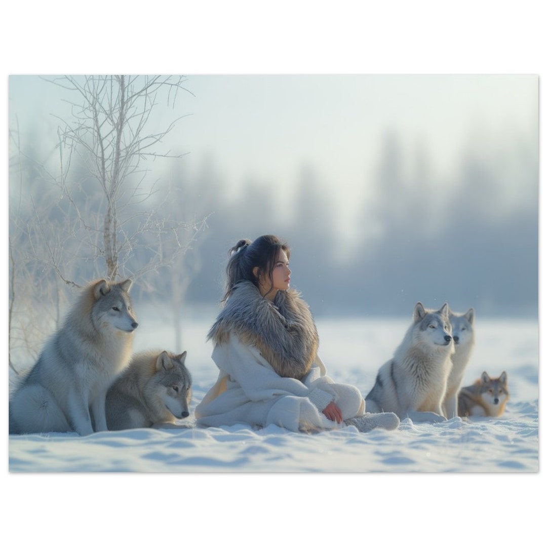 Woman With Wolves Premium Matte Paper Poster People Scenery Poster ...