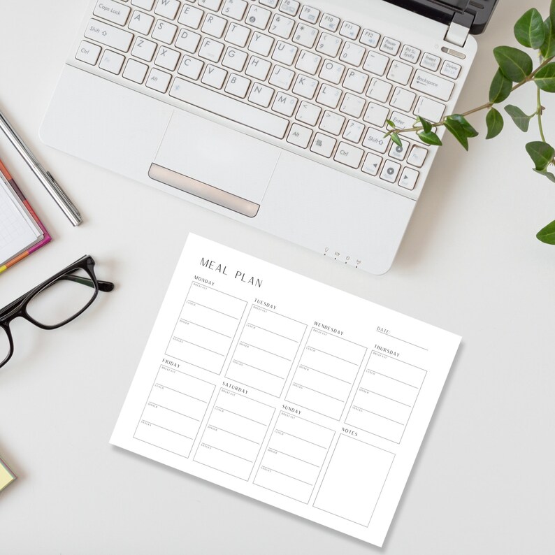 Minimalist Printable Weekly Meal Planner, Food Diary, Meal Tracker ...