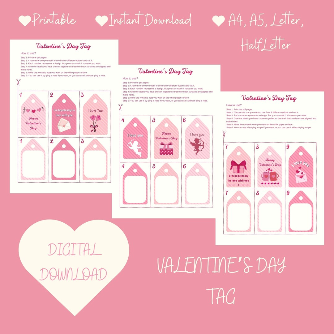 Valentine's Day Tag, Sweet Treat, Valentine Gift Label, Kids School ...