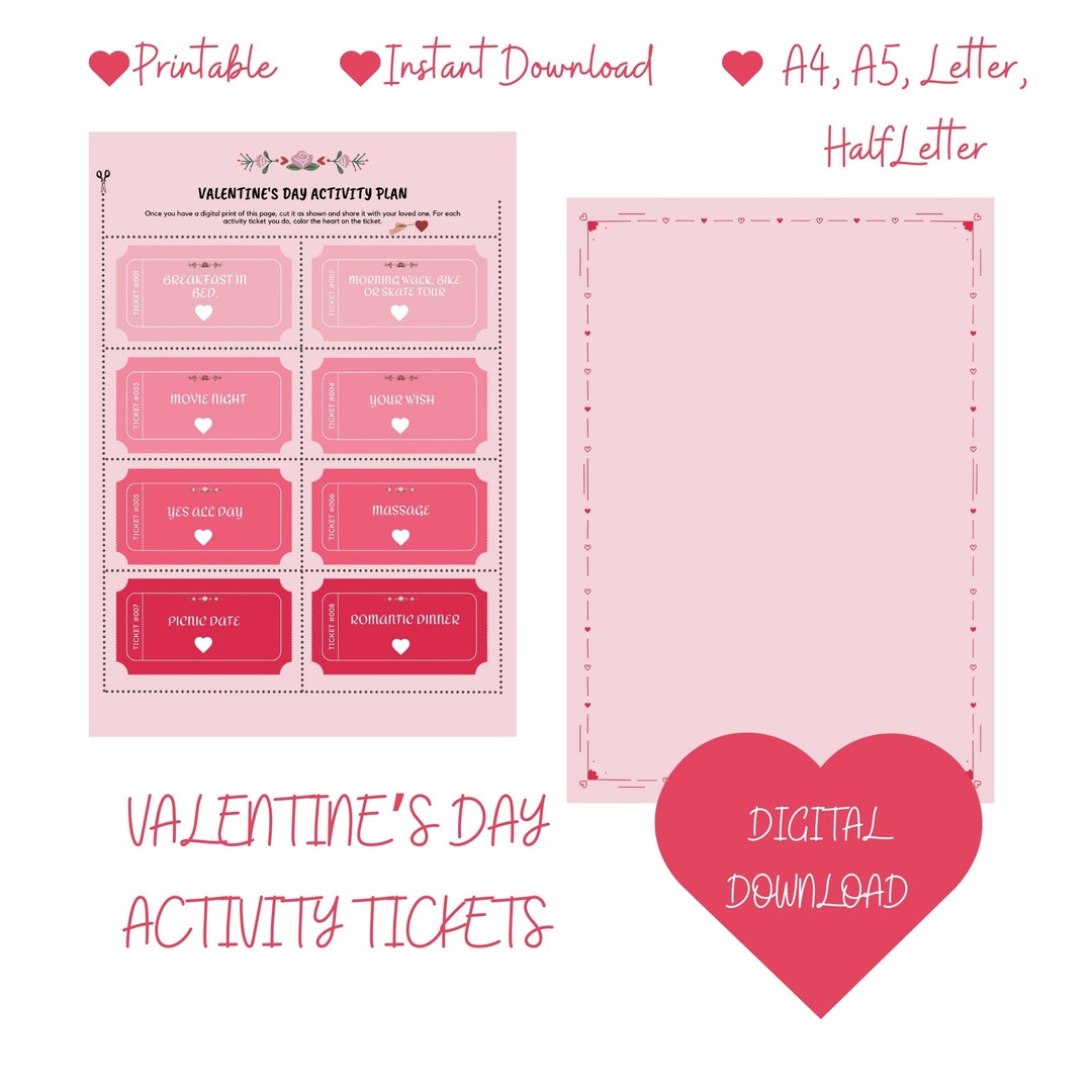 Printable Love Coupon and Note Page for Him & Her, Digital Couples ...